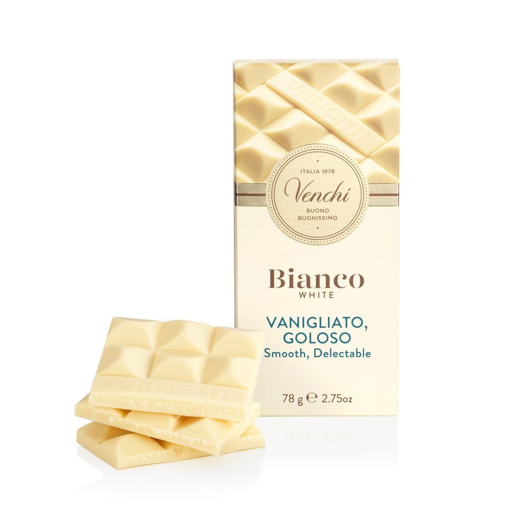 Venchi White Chocolate Bar TSF6 3.52oz - Pure White Chocolate - Ideal ...