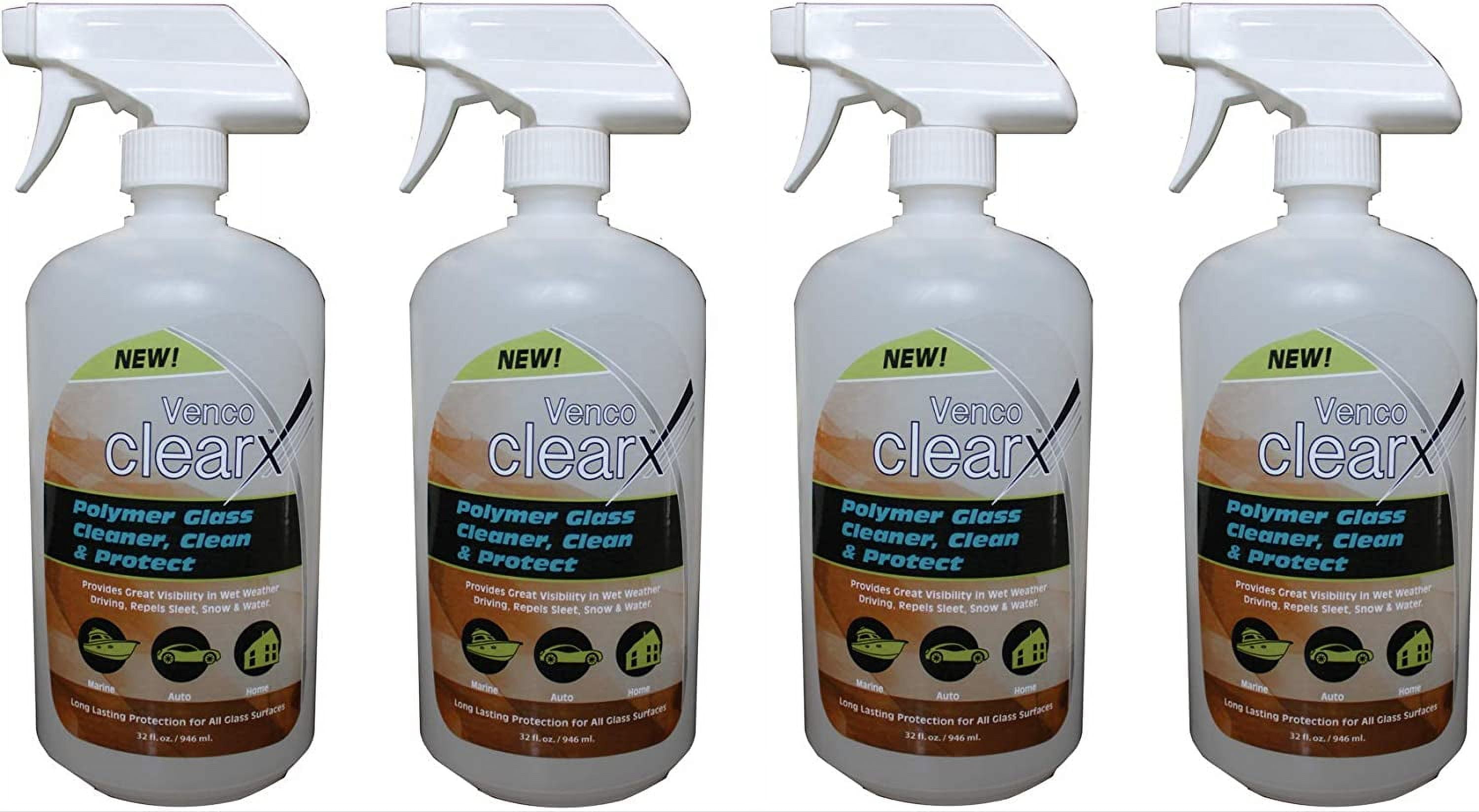 Venco Clear X - Polymer Glass Cleaner, Cleans and Protect (32oz Bottles ...