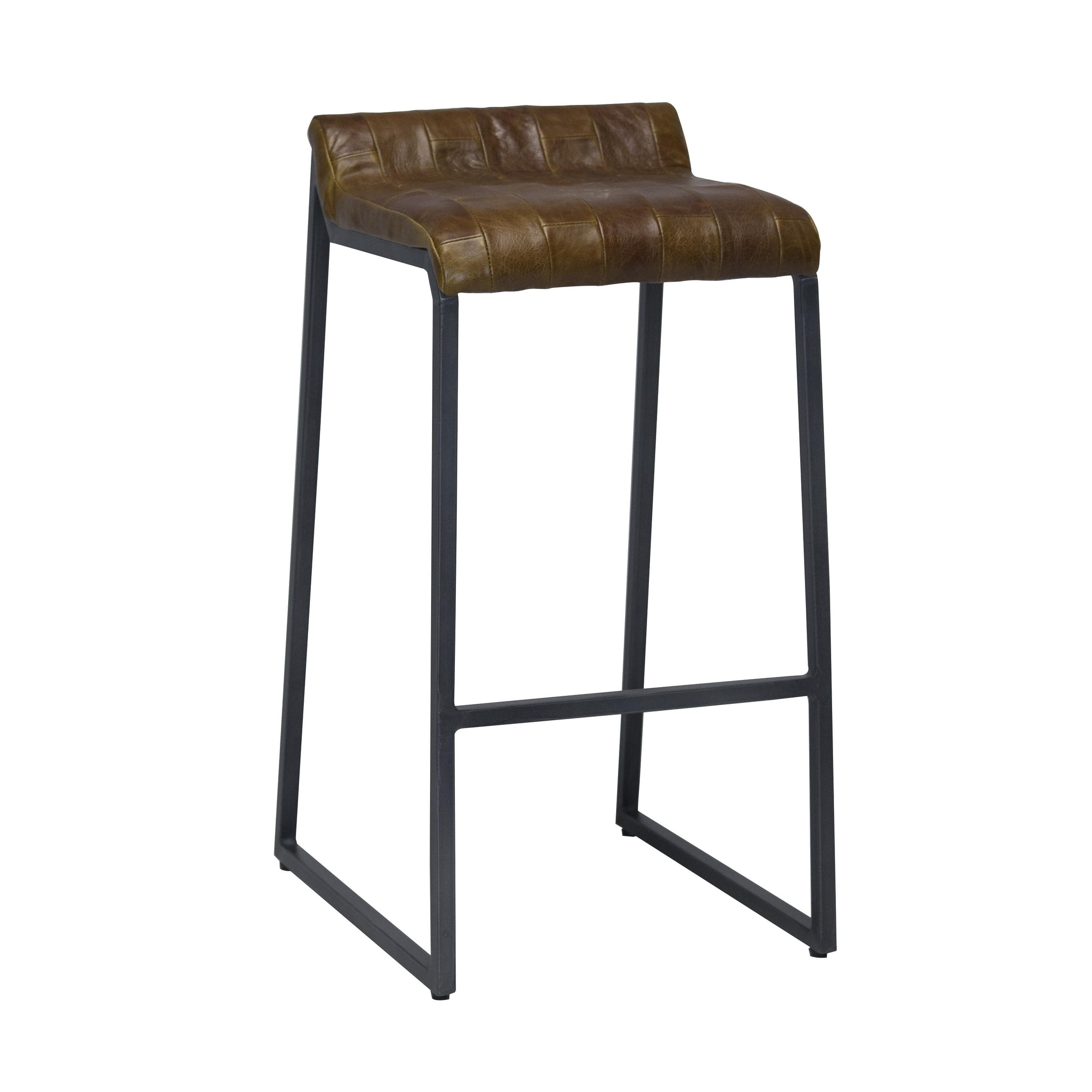 Vendara Top Grain Leather Bar or Counter Stool Heritage Bark Brown ...