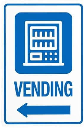 Vending With Left Arrow Warning Sign, Room Metal Signs for Business ...