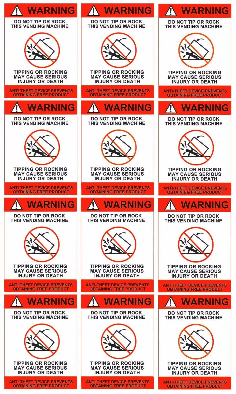 Vending Machine do not tip warning labels, quantity 12 - Walmart.com