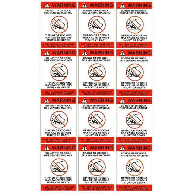 Vending Machine do not tip warning labels, quantity 12 - Walmart.com