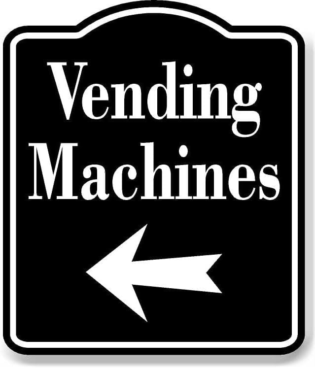 Vending Machines left arrow Black Aluminum Composite Sign, 8.5"x10 ...