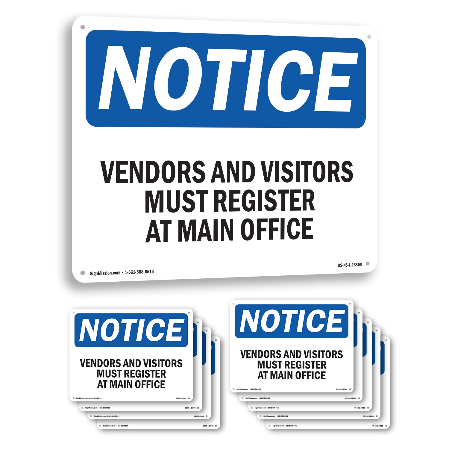 Vendors And Visitors Register At Main Office OSHA Notice Aluminum Sign ...