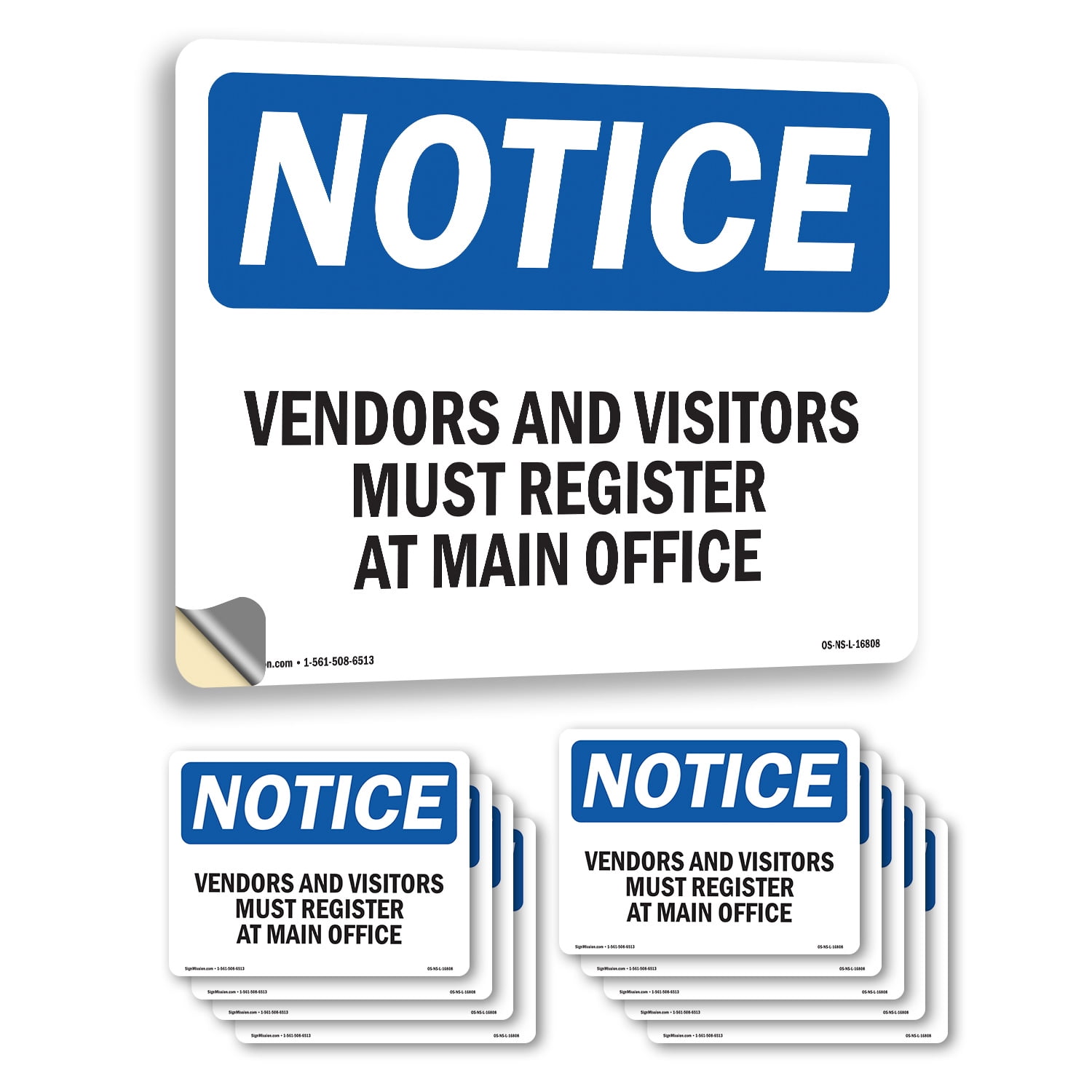 Vendors And Visitors Register At Main Office OSHA Notice Vinyl Decal ...