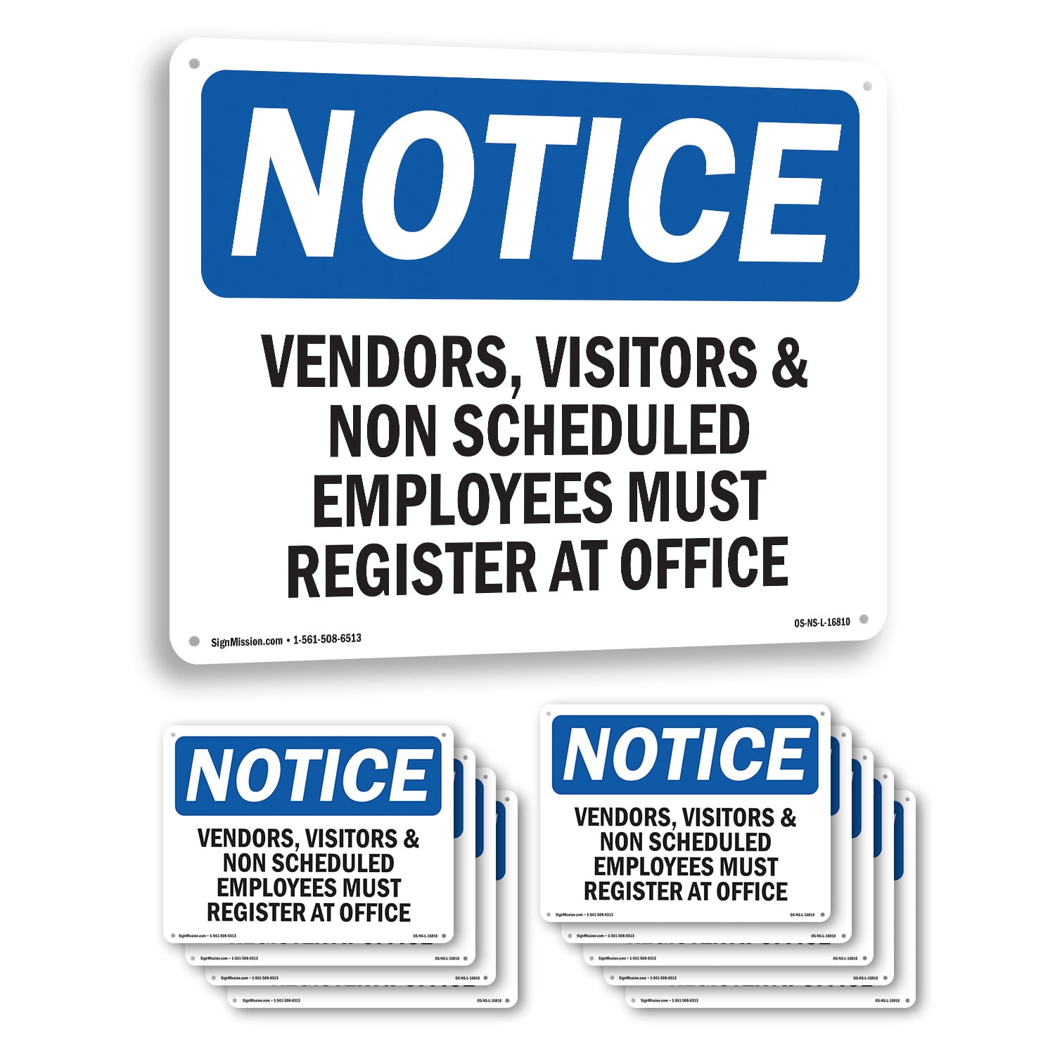 Vendors Visitors Must Register At Office OSHA Notice Aluminum Sign 24 ...