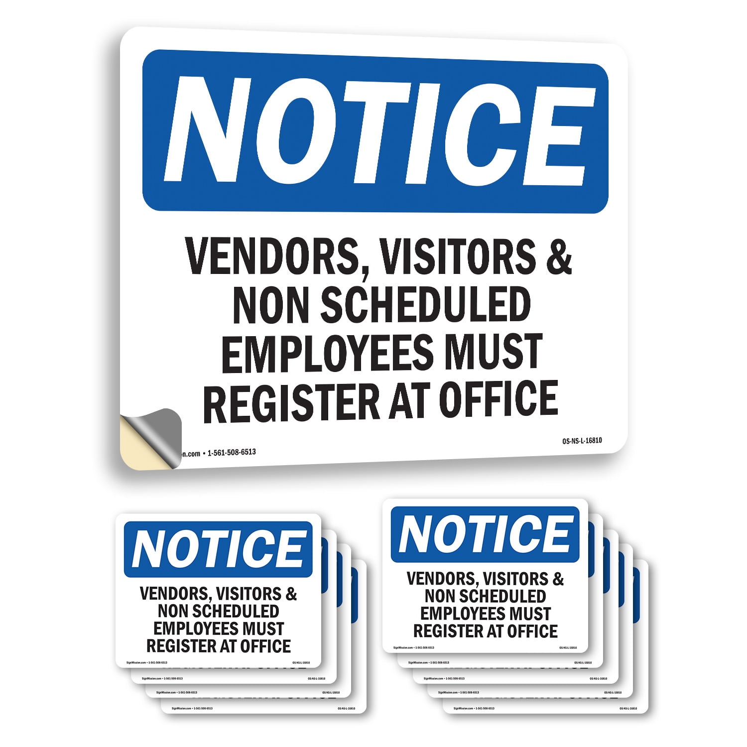 Vendors Visitors Must Register At Office OSHA Notice Vinyl Decal Label 24 Inch x 18 Inch - 10 ...