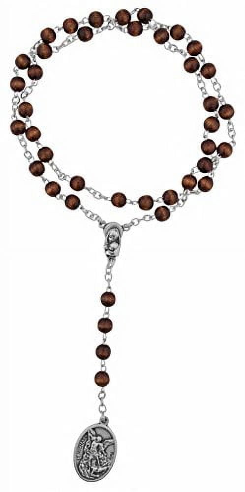 Venerare Traditional Saint Michael Chaplet with Prayer Card (Brown Wood ...