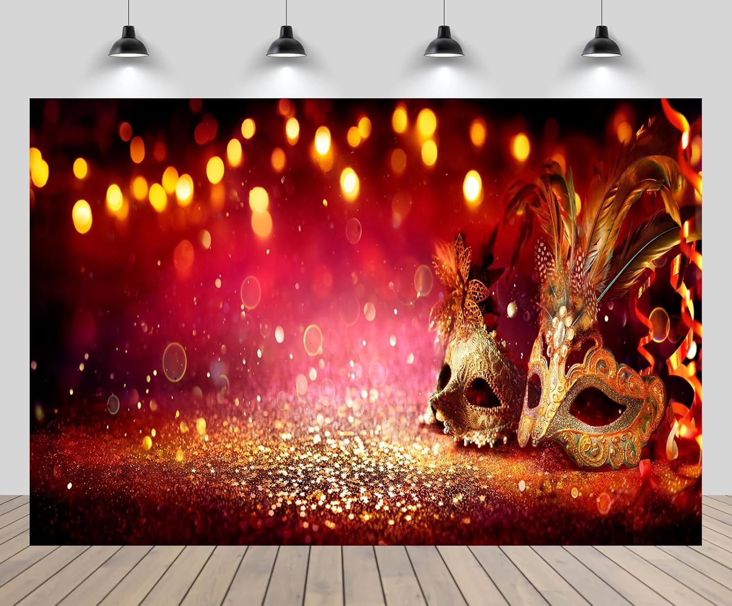 Venetian Mardi Gras Backdrop Venice Carnival Feather Diamonds Mask ...