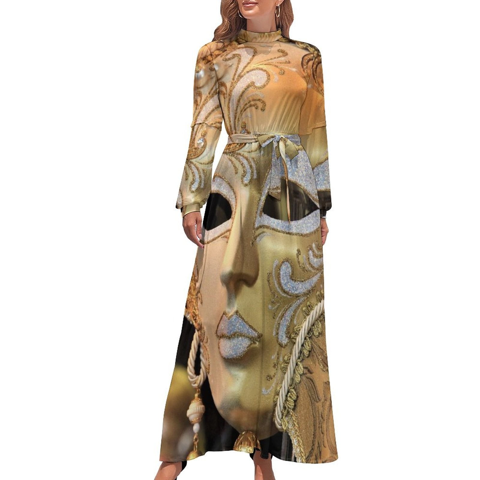 Venetian mask gold / white Long Dress prom dress 2024 Woman clothing ...