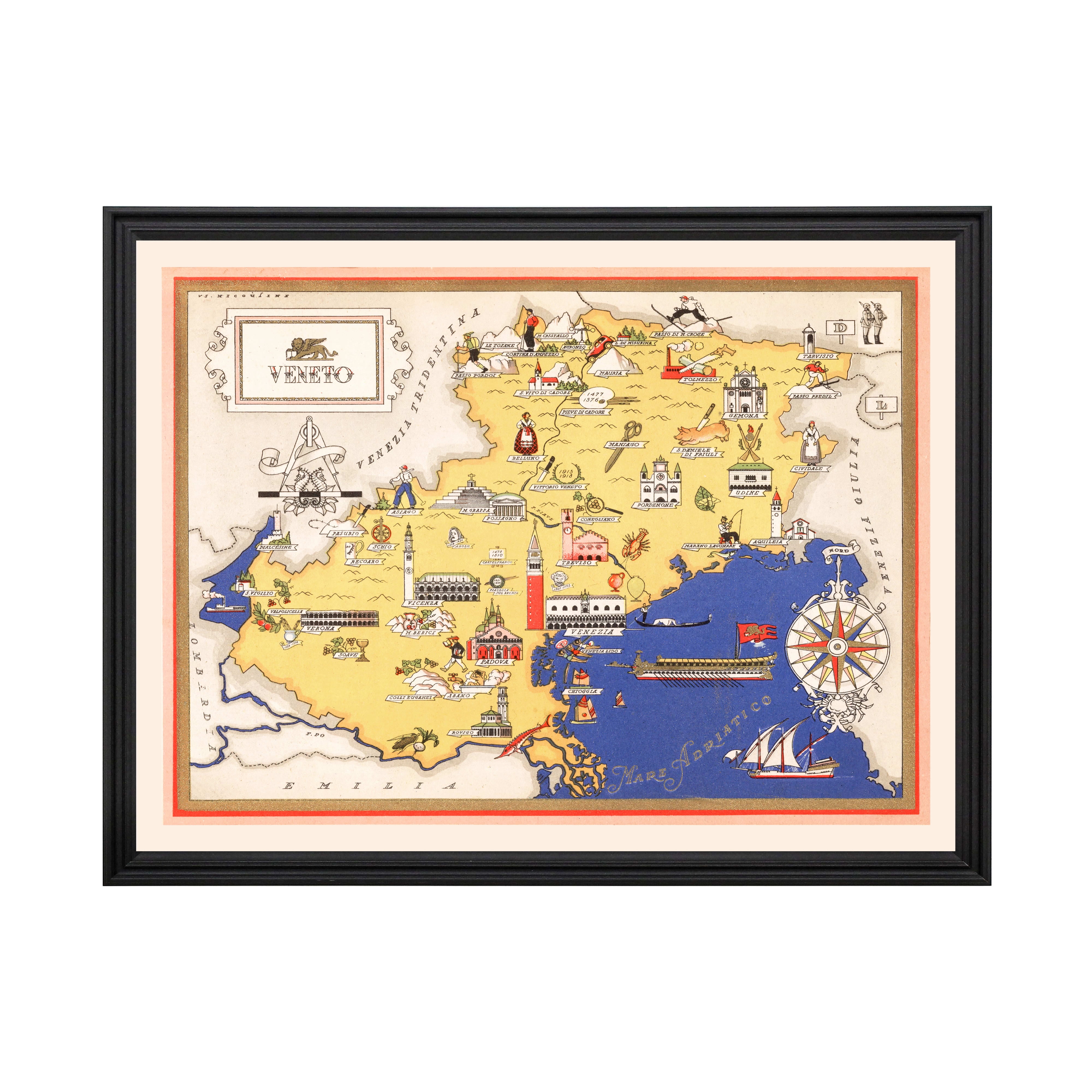 Veneto Italy Italy Art, 1938 Vintage Map of Veneto Italy Italy History ...