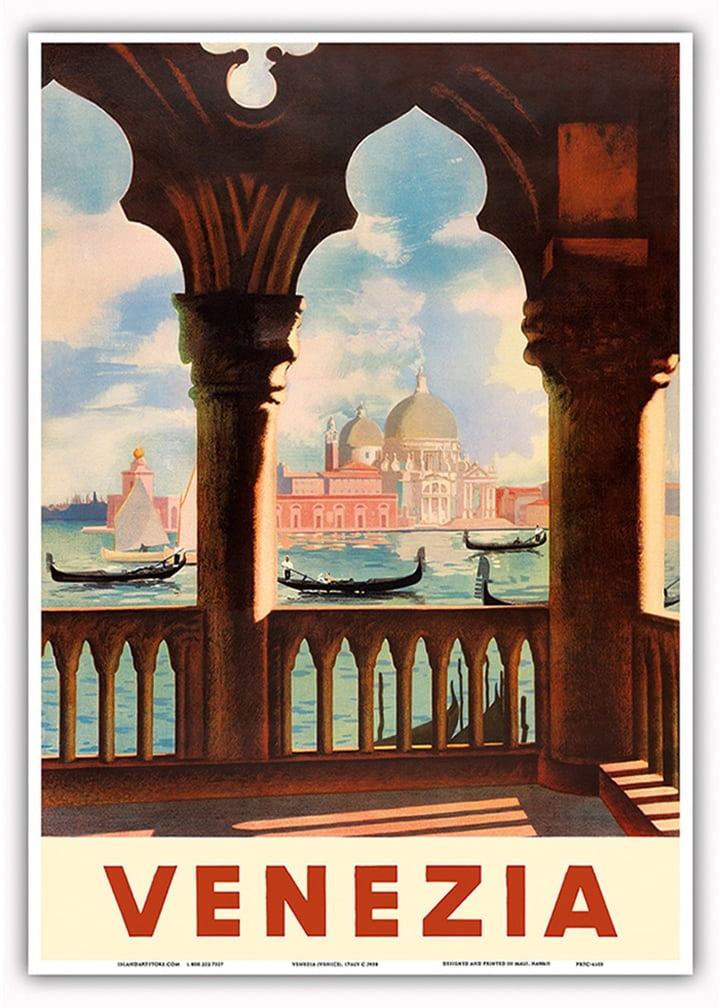 Venezia (Venice) Italy - Gondolas on Grand Canal - St. Mark's Basilica ...