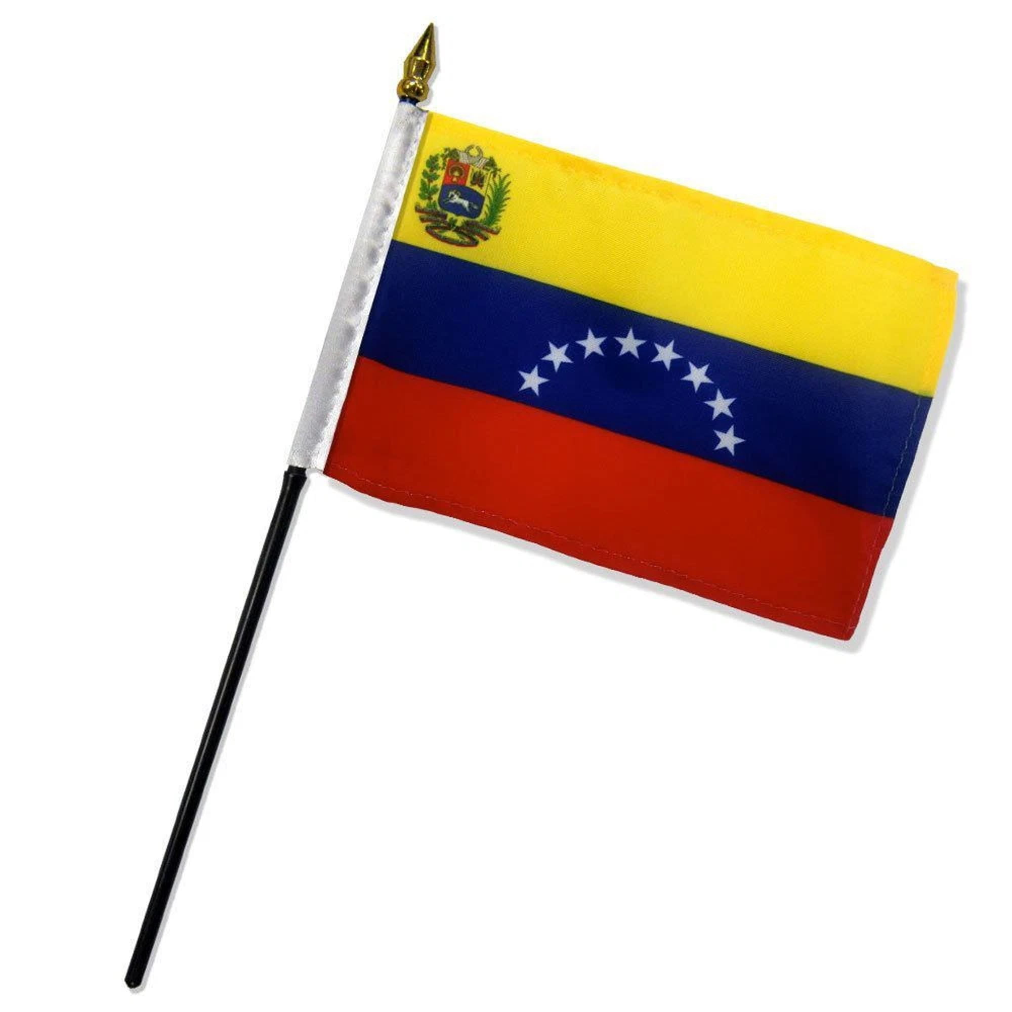 Venezuela 8 Star Crest 4"x6" Flag Desk Table Stick (Sewn Edges ...