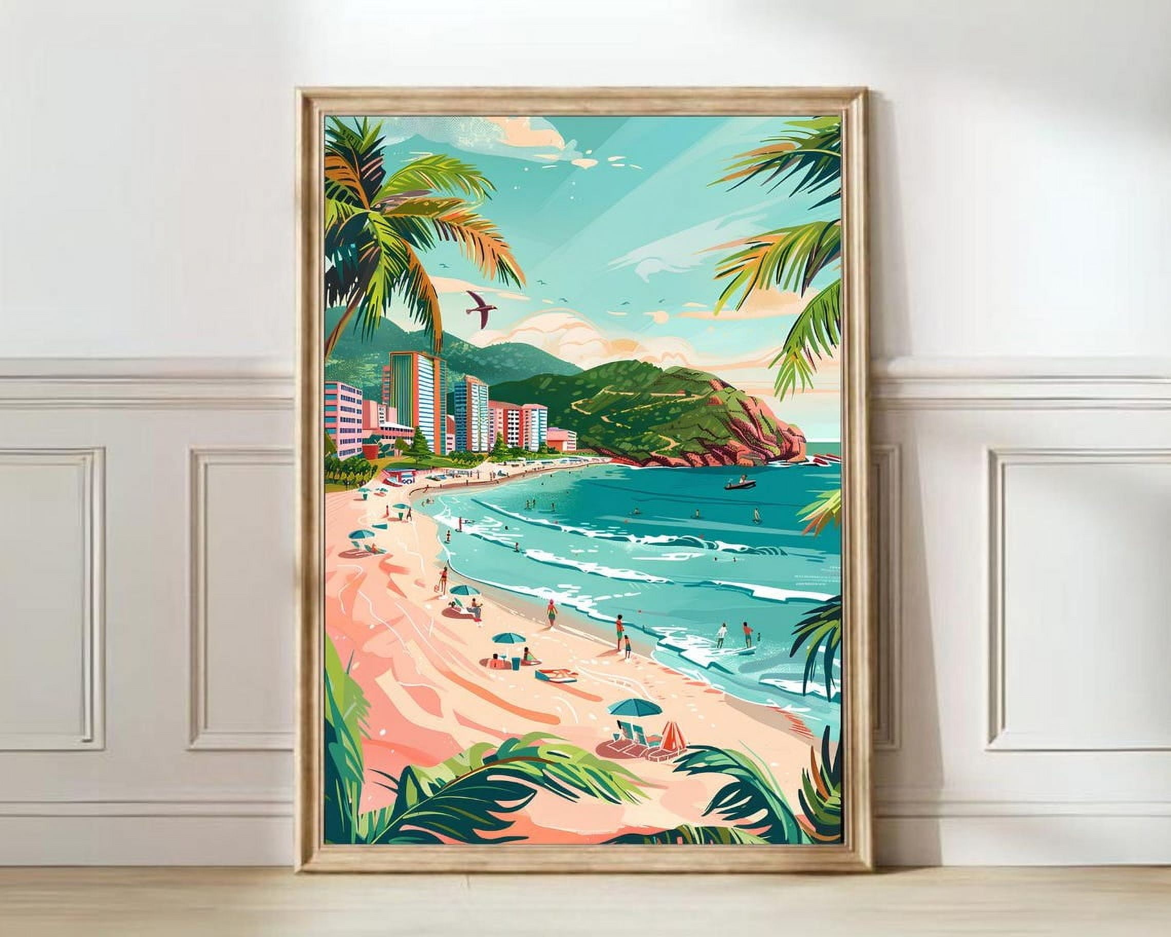 Venezuela Beach Caracas Travel Illustration Coastal Scenery Wall Art ...