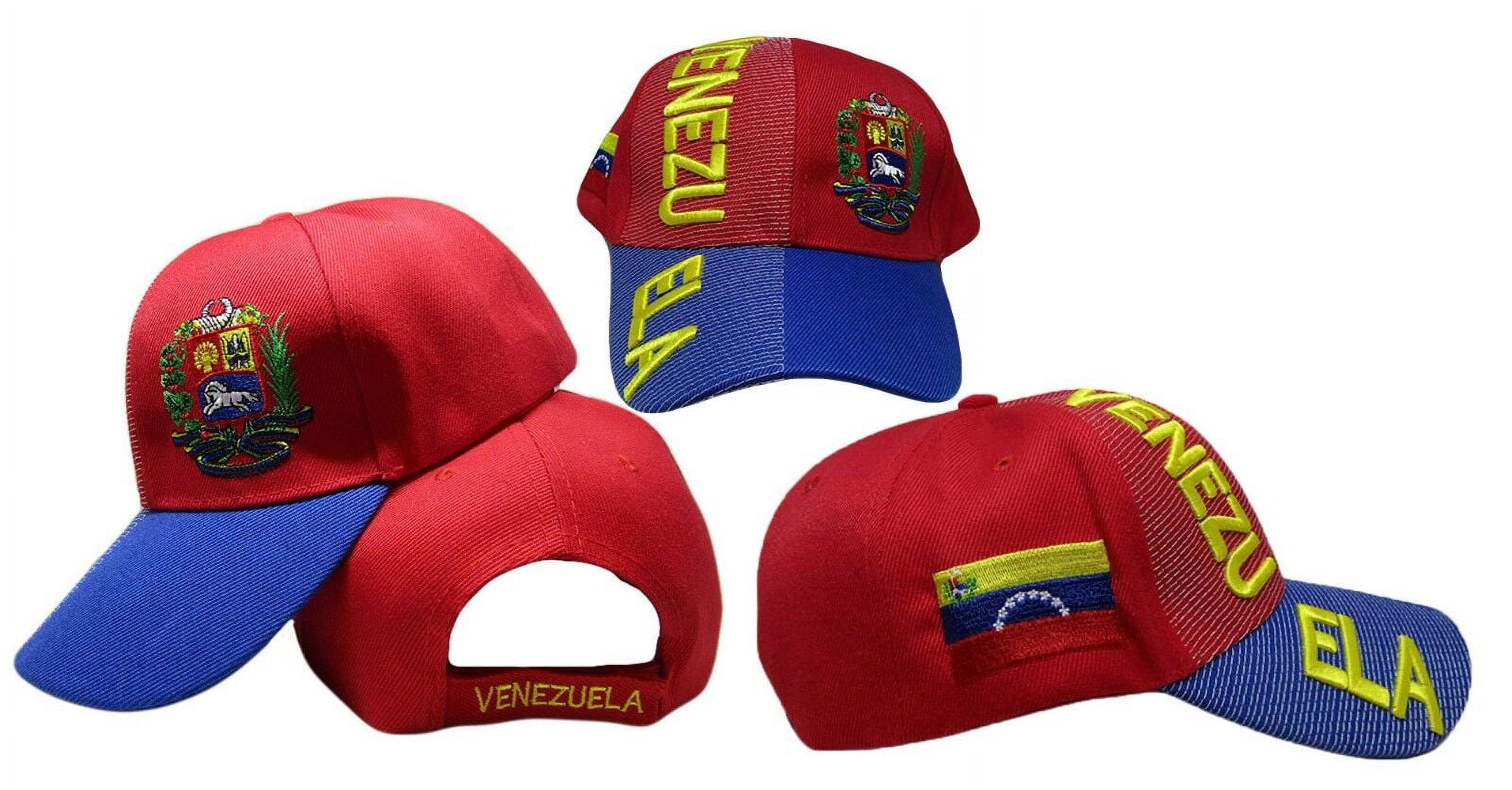 Venezuela Country Letters Emblem Red With Blue Bill 3-D Embroidered Cap ...