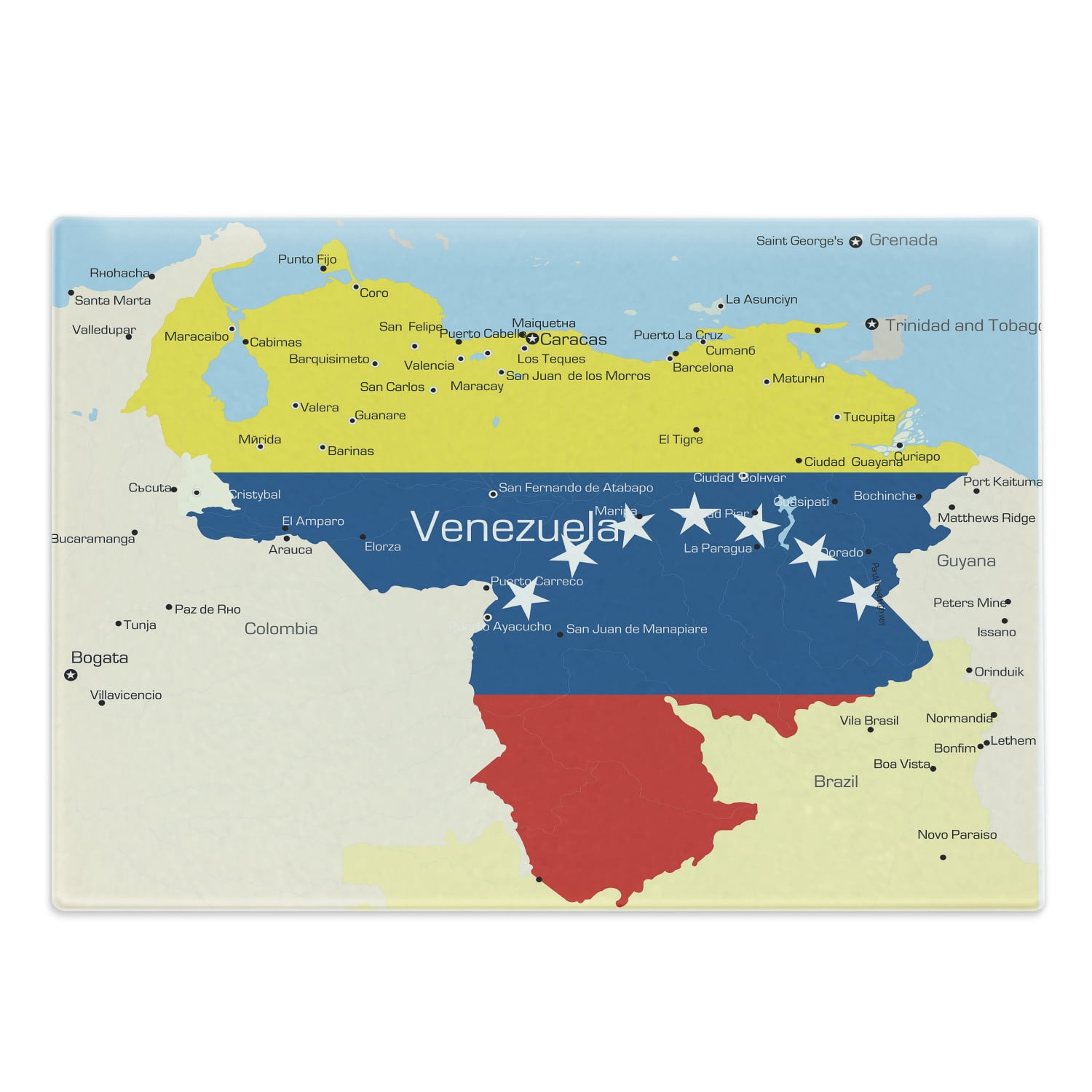 Venezuela Cutting Board, Colorful and Detailed Map Illustration Country ...