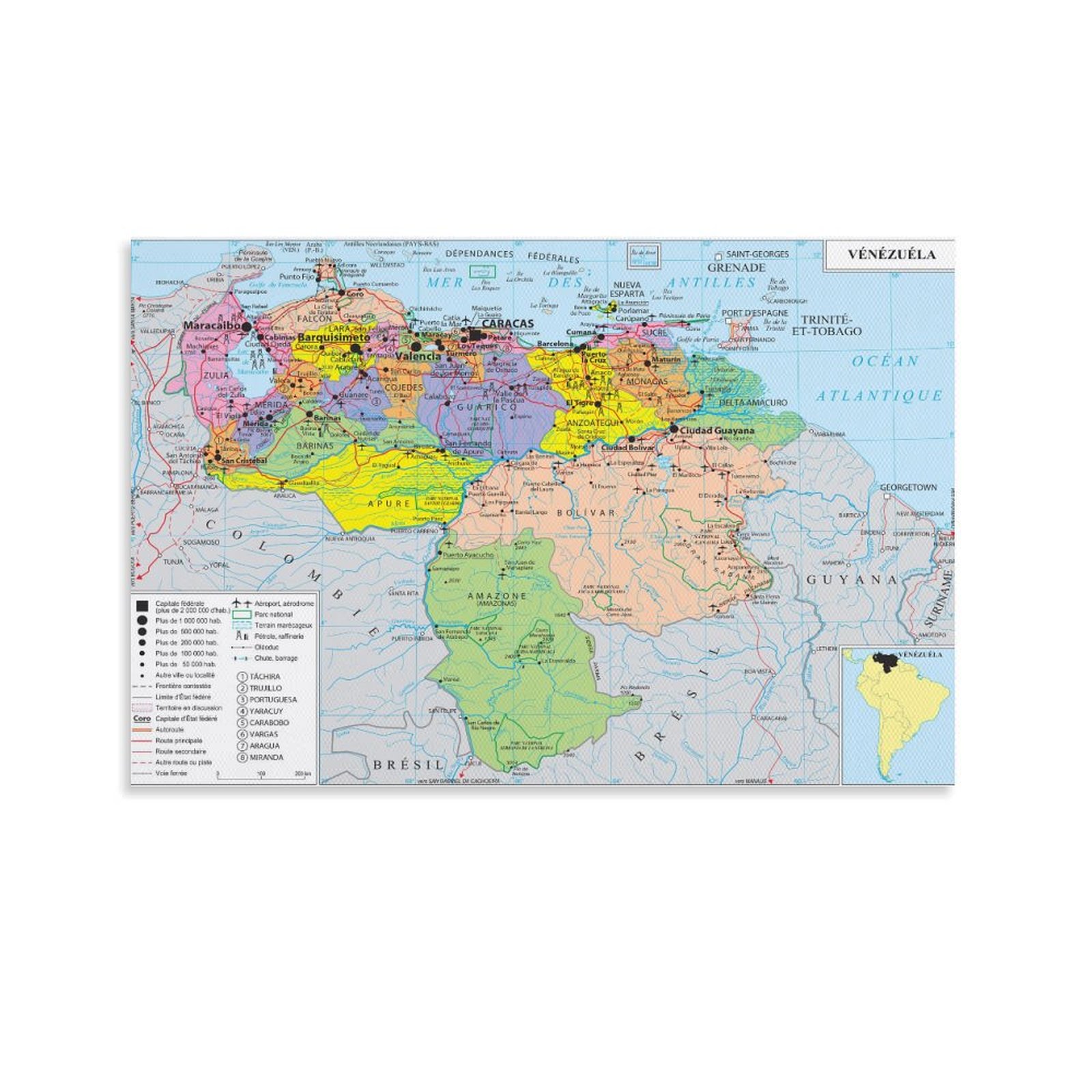 Venezuela Map Posters Art Poster Canvas Painting Decor Wall Print Photo ...