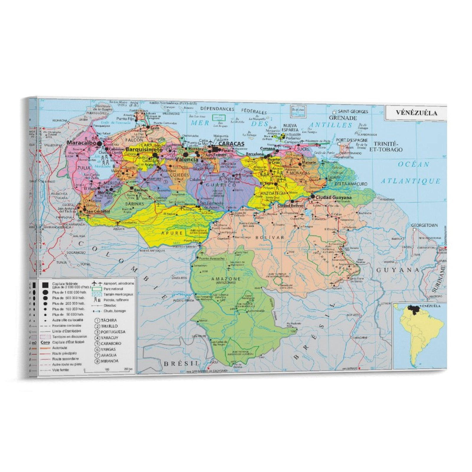 Venezuela Map Posters Canvas Wall Art Prints Poster Gifts Photo Picture ...