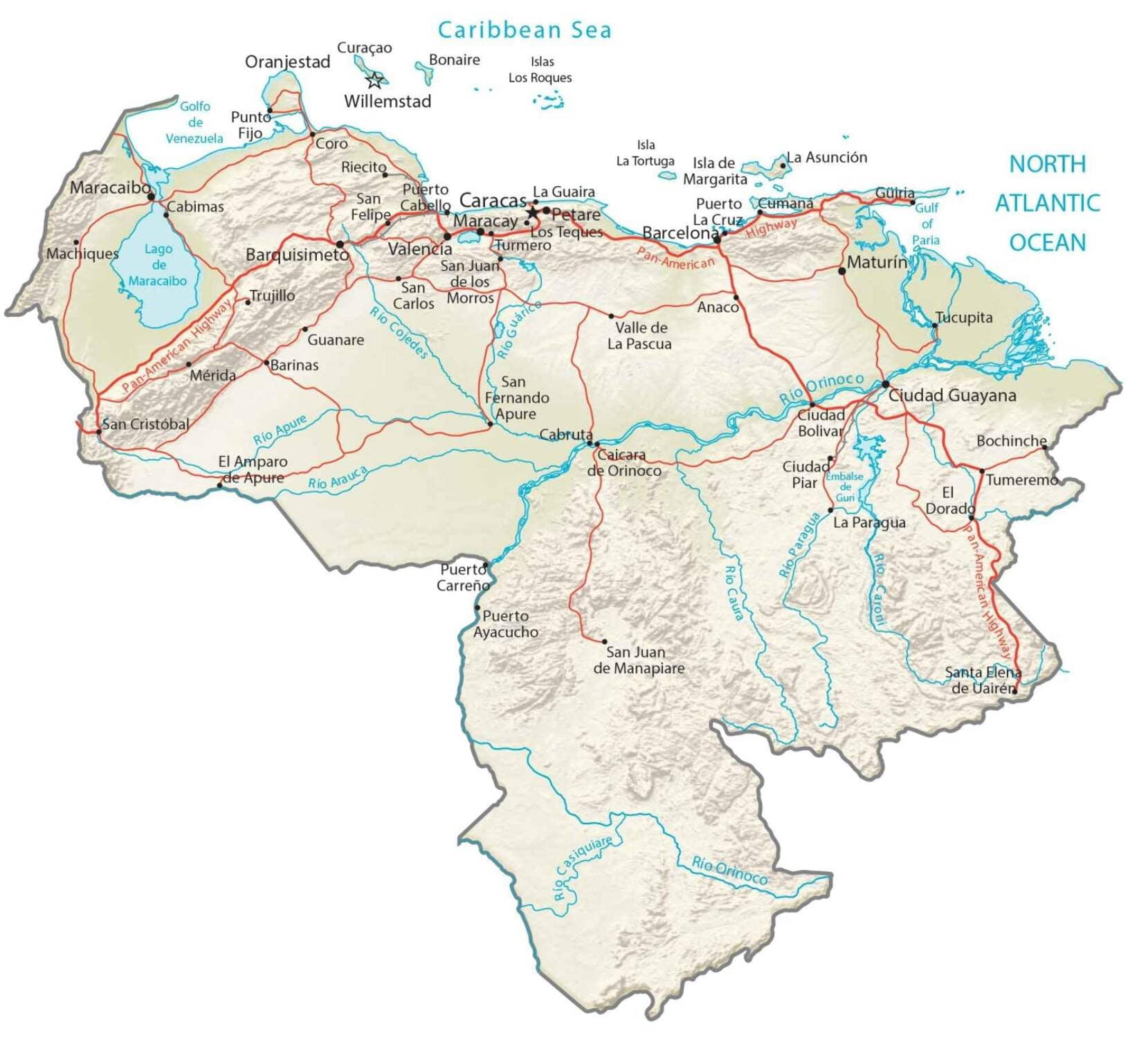 Venezuela Physical Map GLOSSY POSTER PICTURE PHOTO PRINT BANNER ...