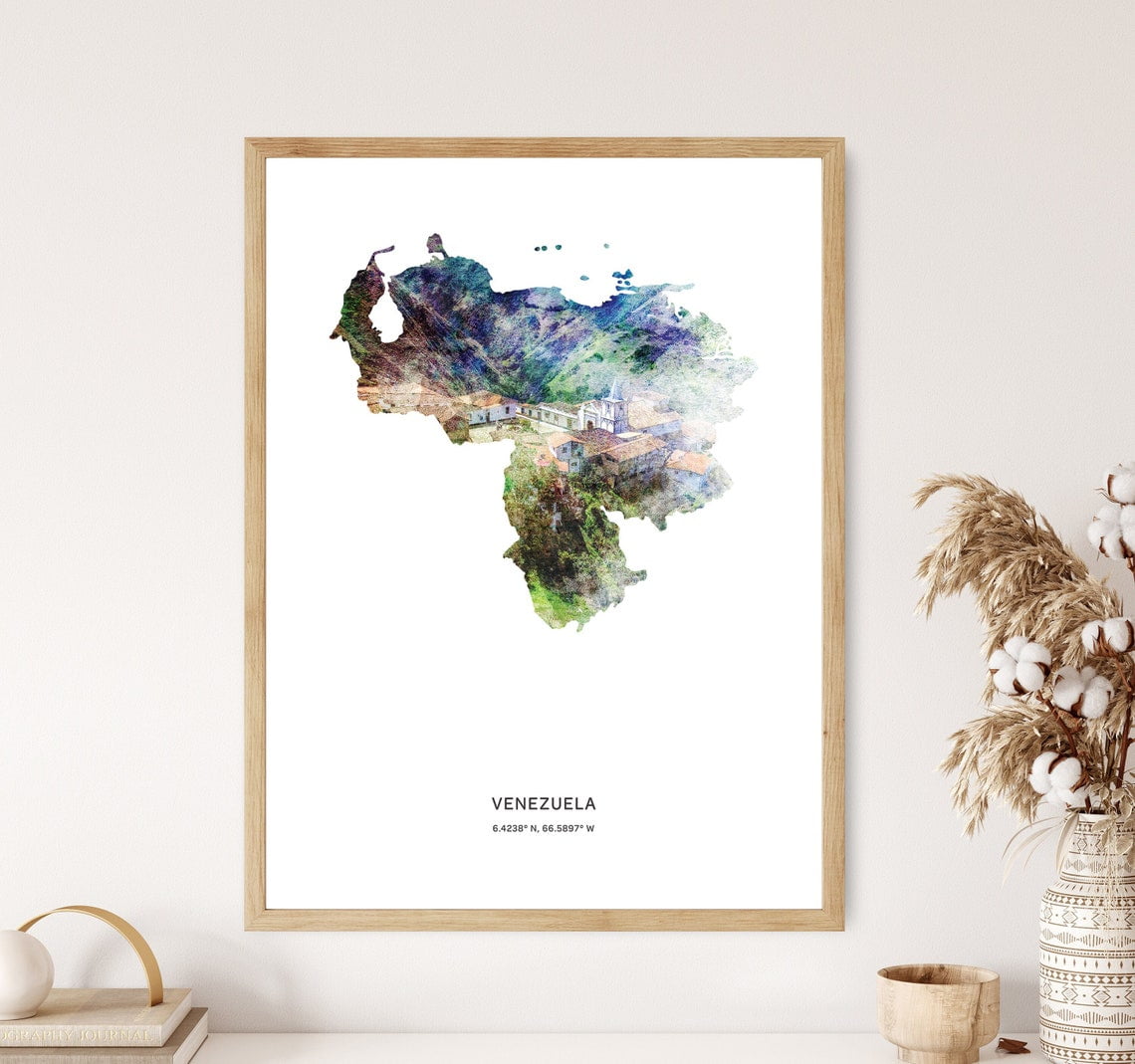 Venezuela Print, Venezuela Poster, Venezuela Map Art, Map Of Venezuela ...
