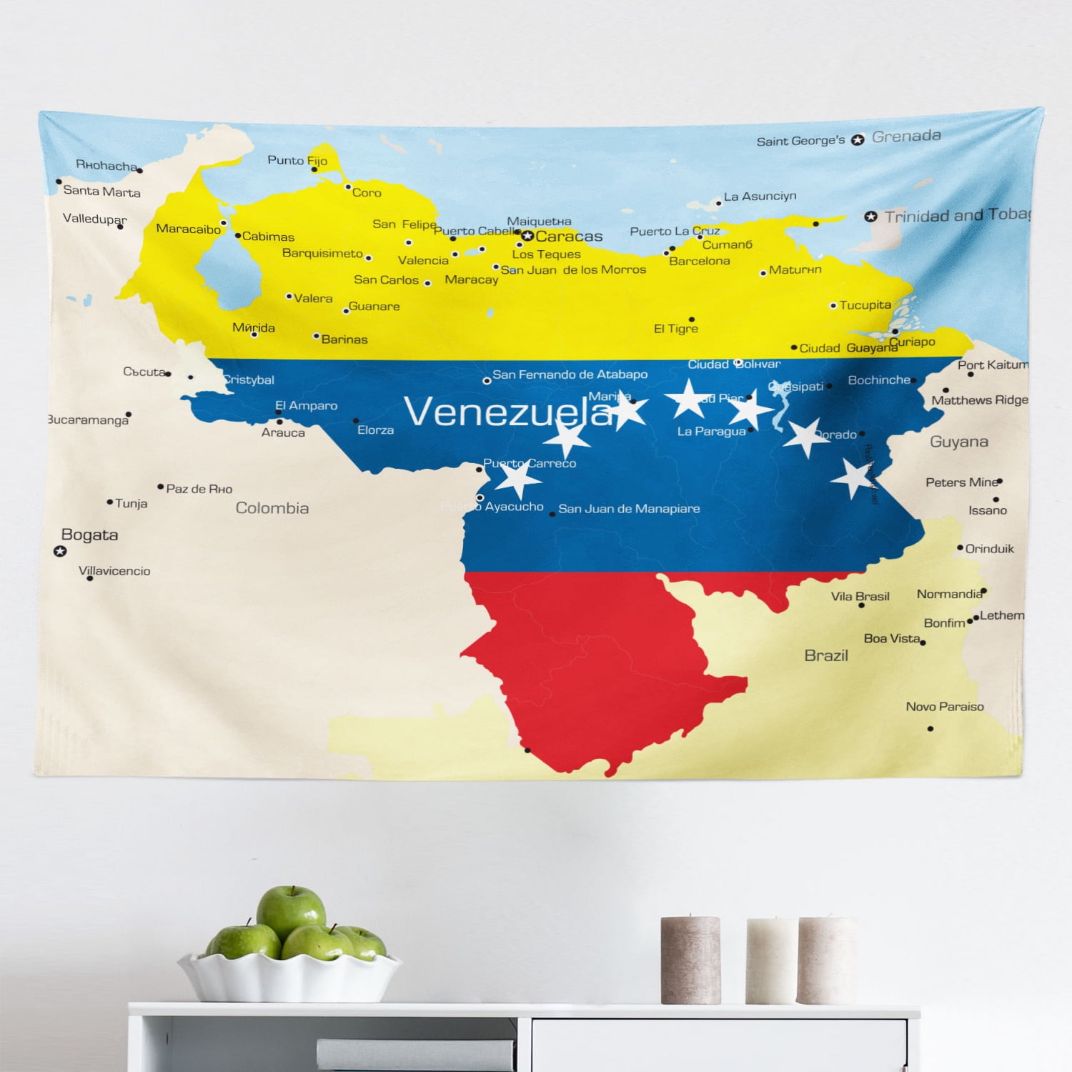 Venezuela Tapestry, South North Pacific Atlantis United States Brazil ...