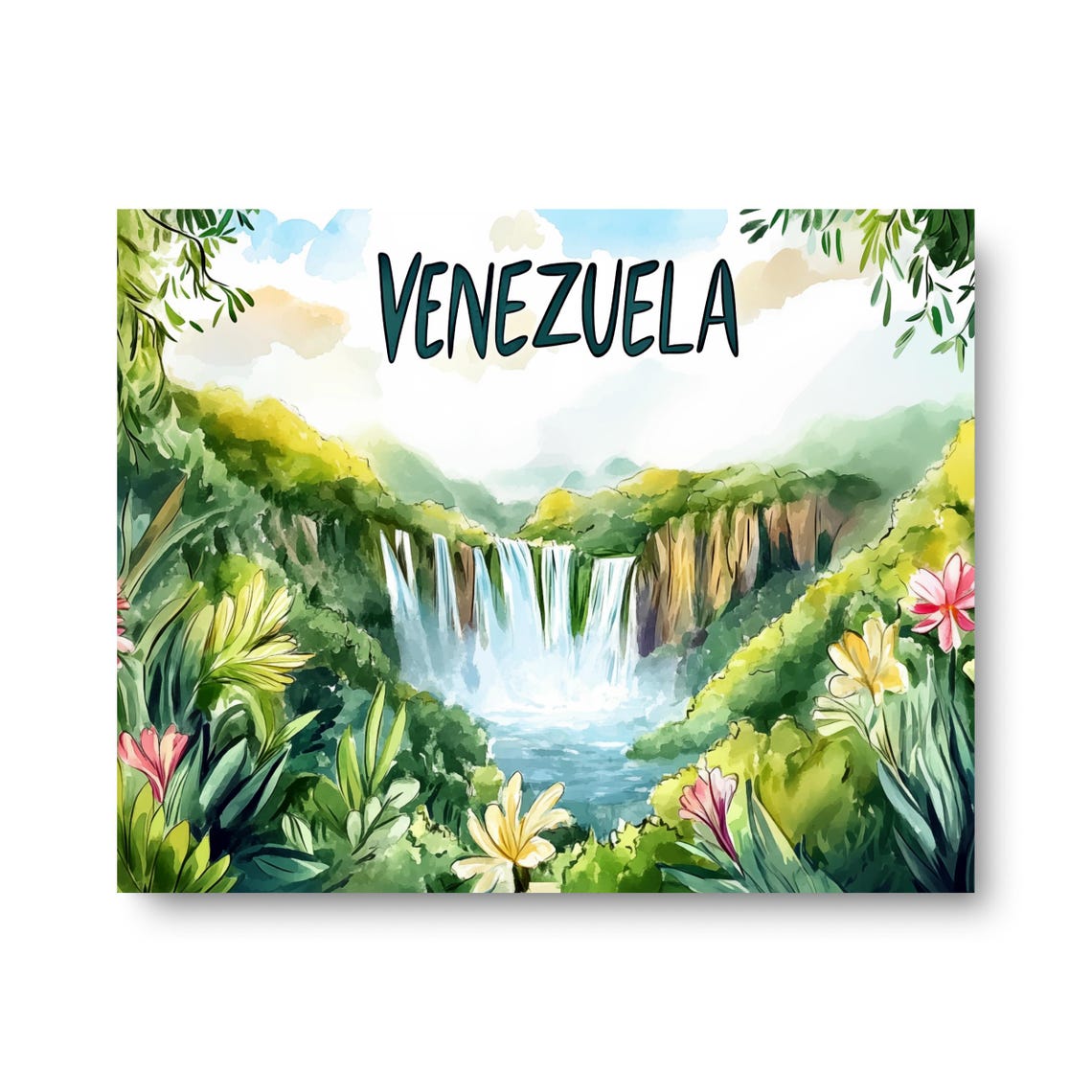 Venezuela Waterfall Print, Tropical Landscape Wall Art, South America ...