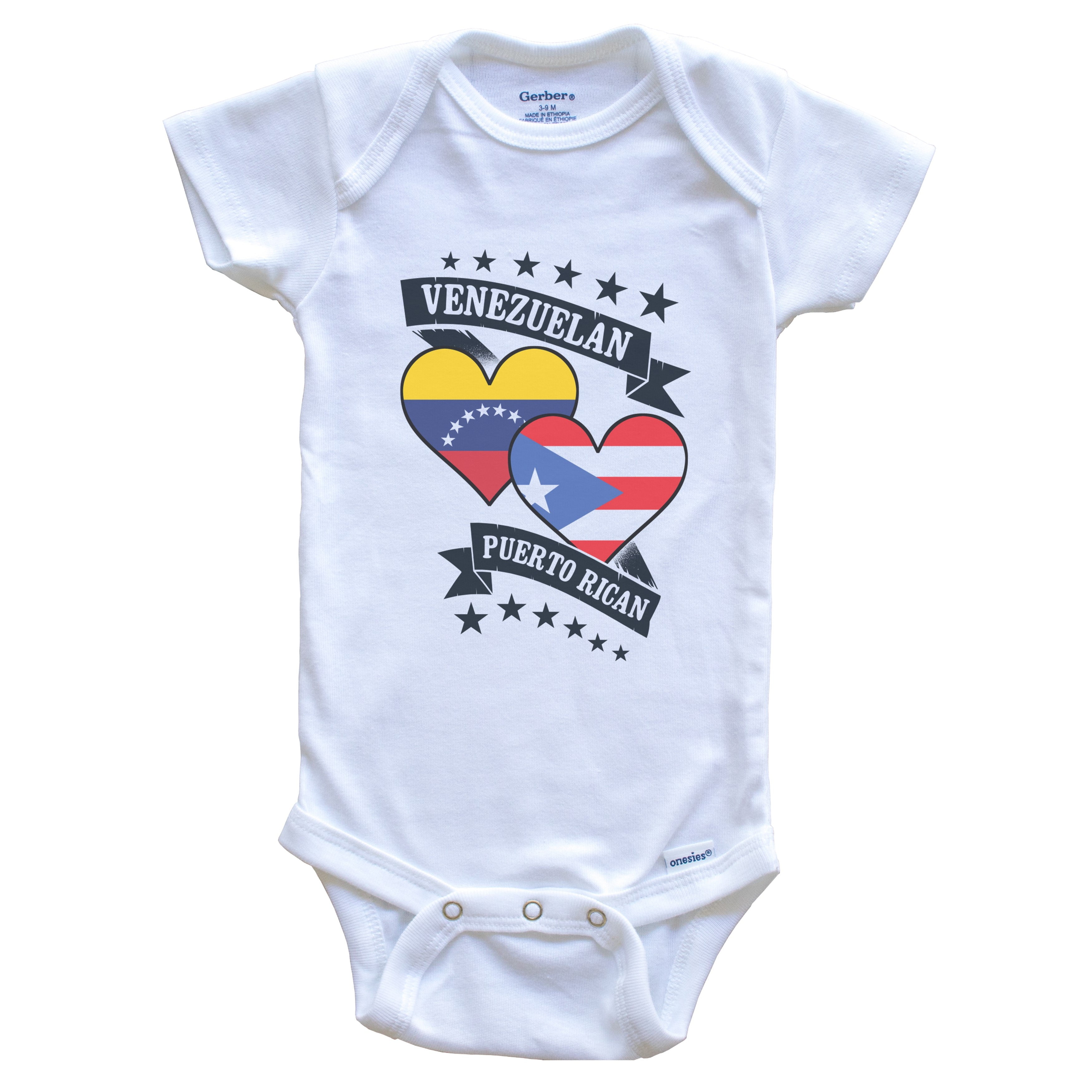 Venezuelan Puerto Rican Heart Flags Venezuela Puerto Rico Baby Bodysuit ...