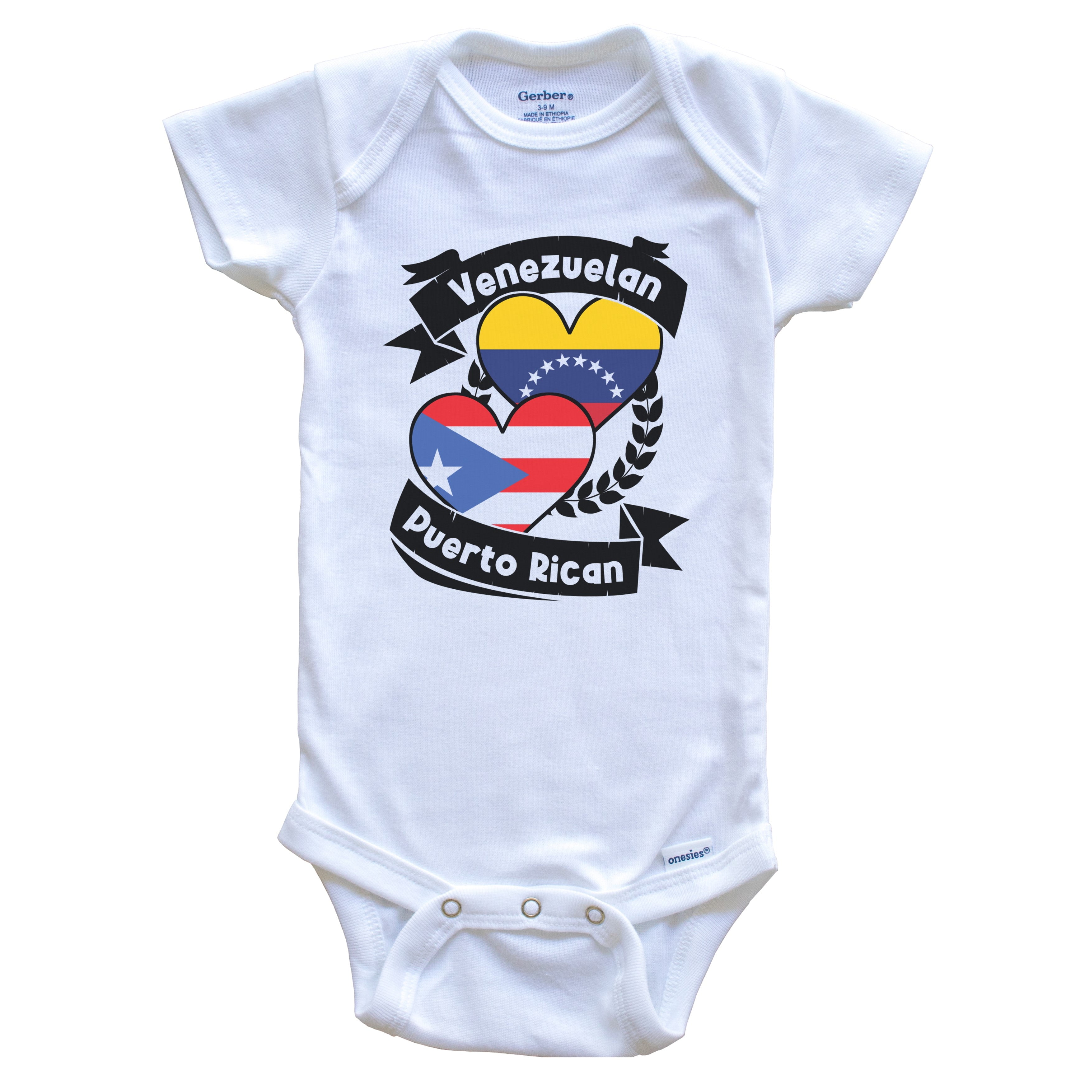 Venezuelan Puerto Rican Heart Flags Venezuela Puerto Rico Baby Bodysuit ...