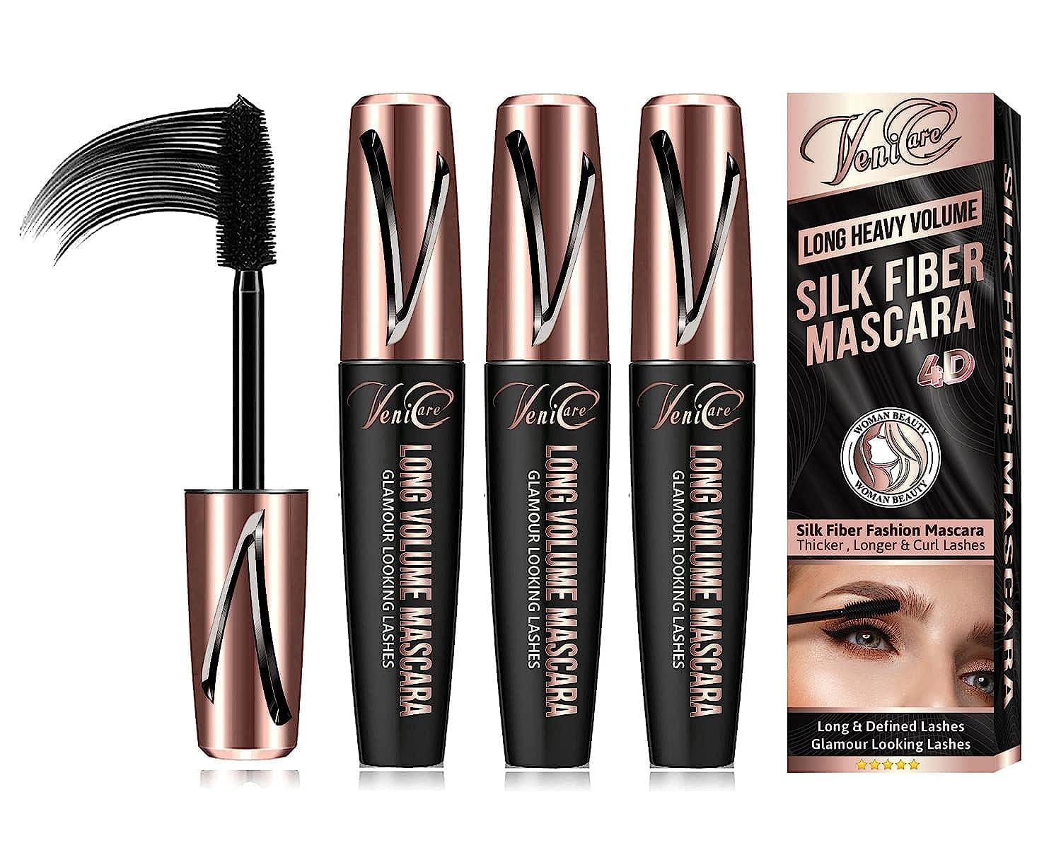 Venicare 4D Silk Fiber Lash Mascara, Lengthening and Thick, Volume ...