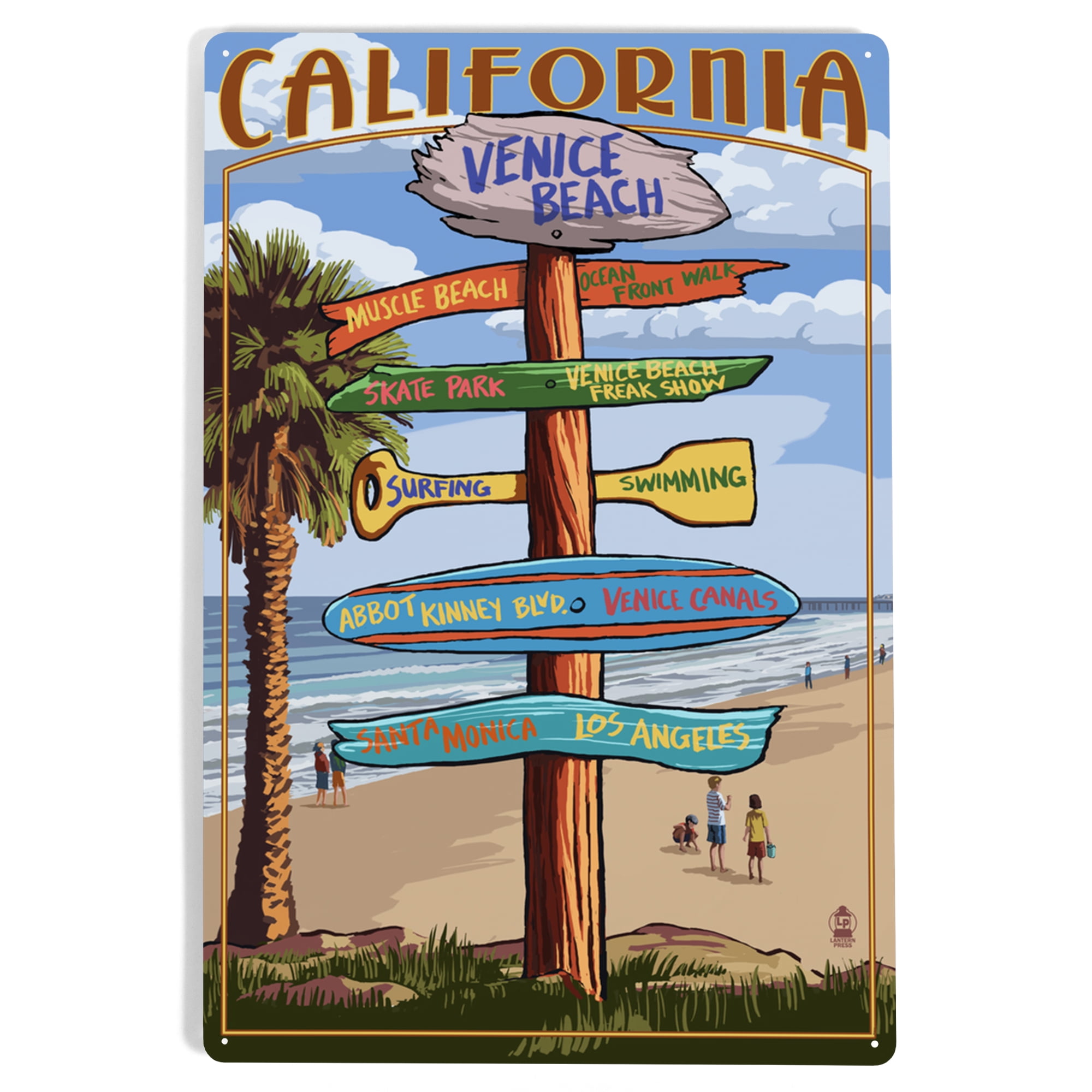 Venice Beach, California, Destinations Sign (12x18 Aluminum Art, Indoor ...