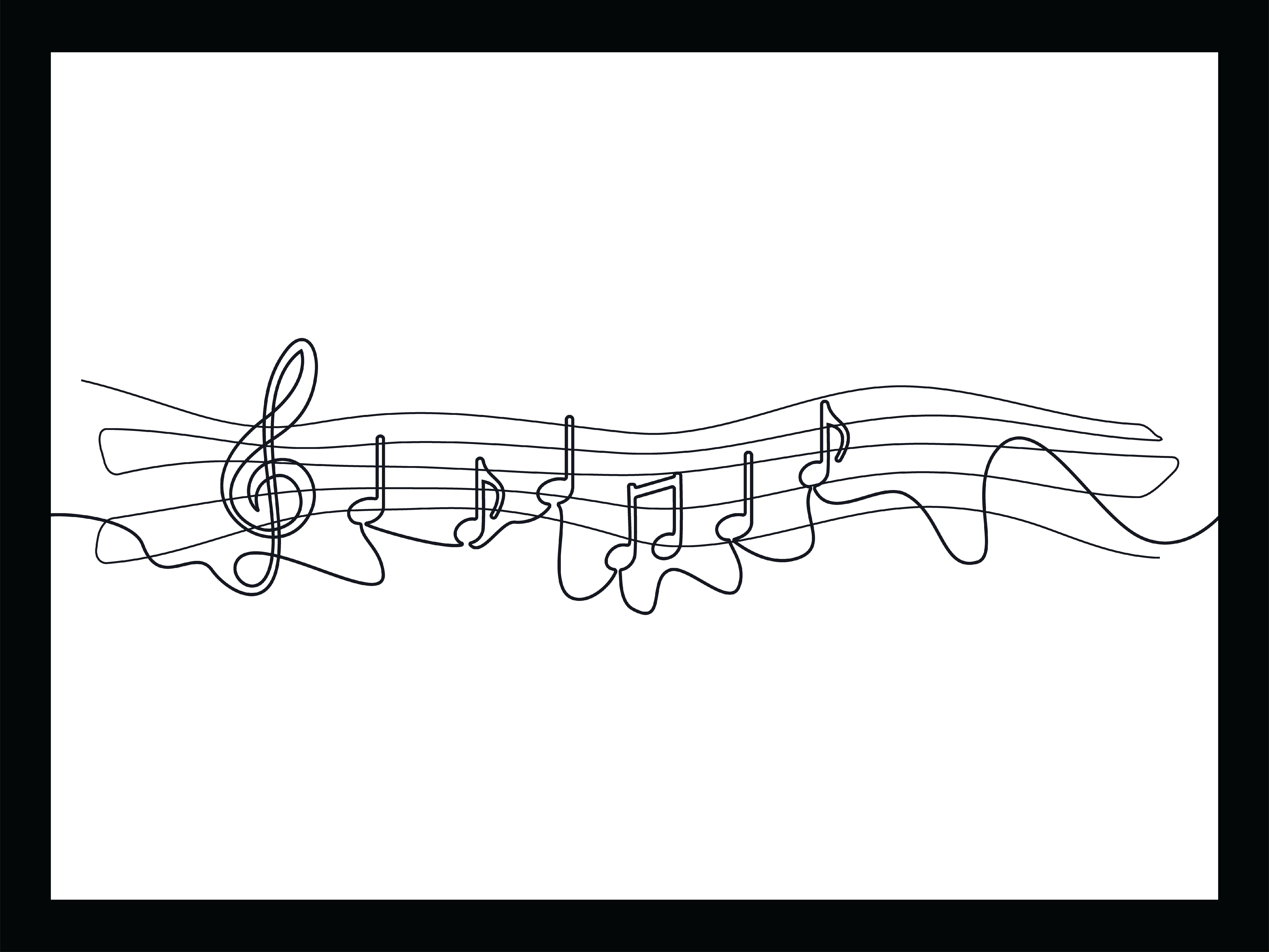 Venice Beach Collection's Music Notes Line Art 14x18 Framed Print ...