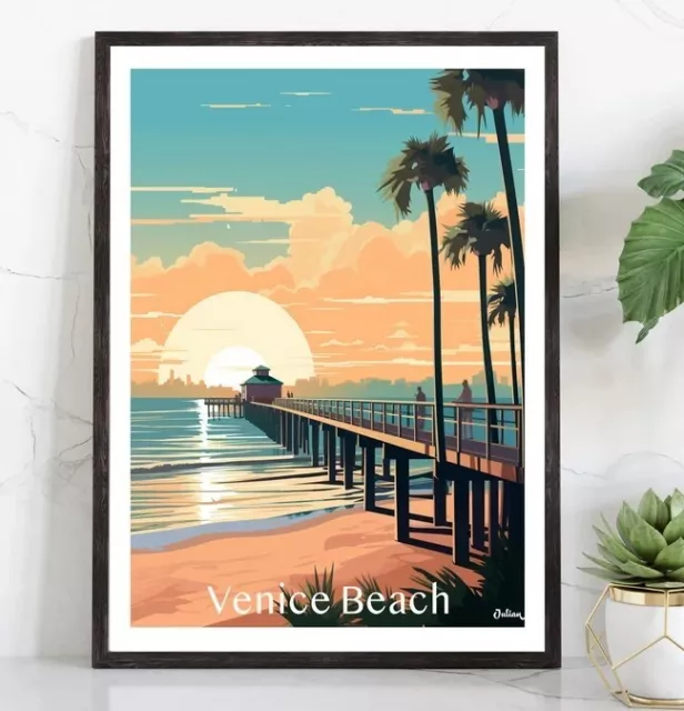 Venice Beach Florida Matte Poster, Coastal Wall Art Print, Gulf Of ...