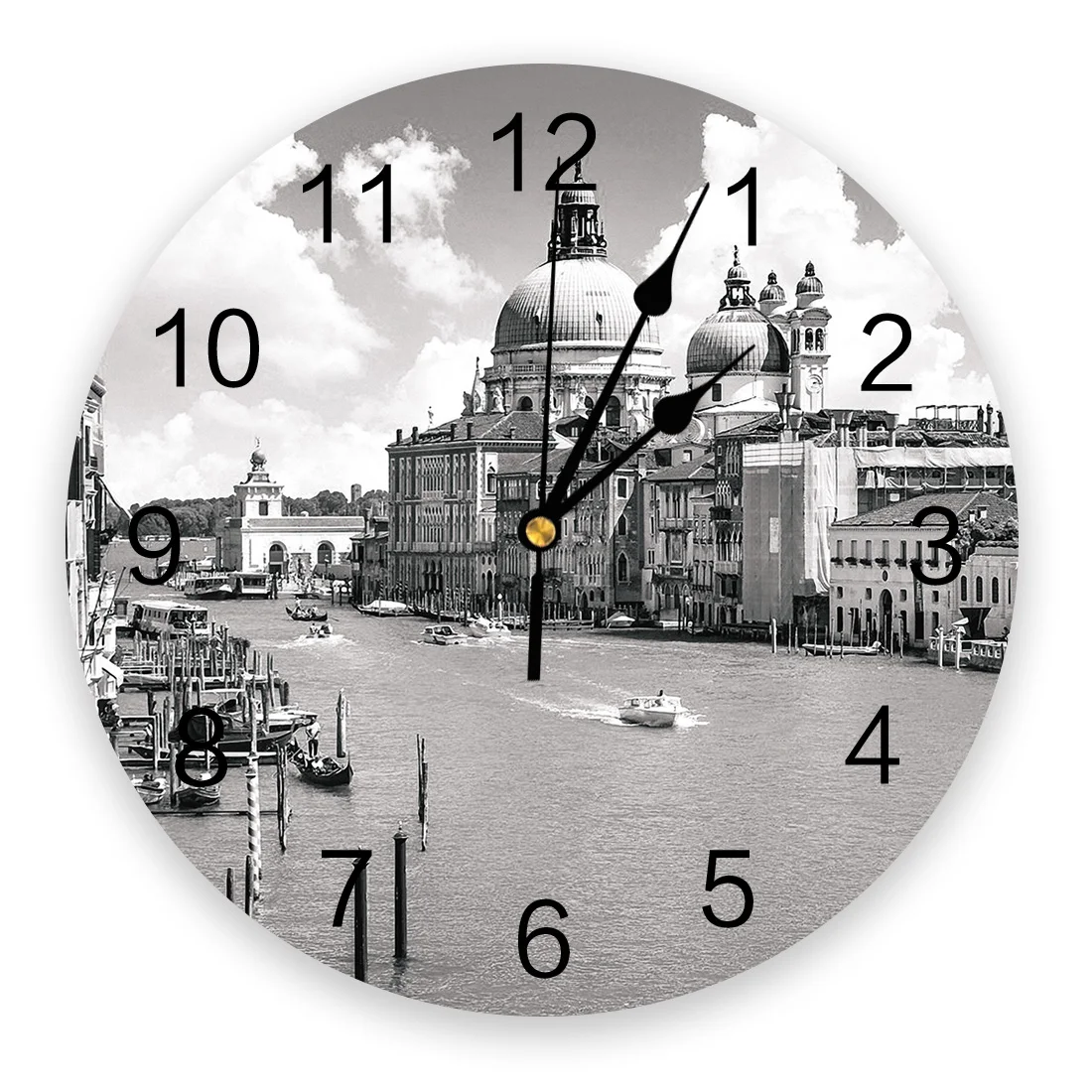 Venice Building Water Boat Sunset Round Wall Clock Hanging Silent Time ...