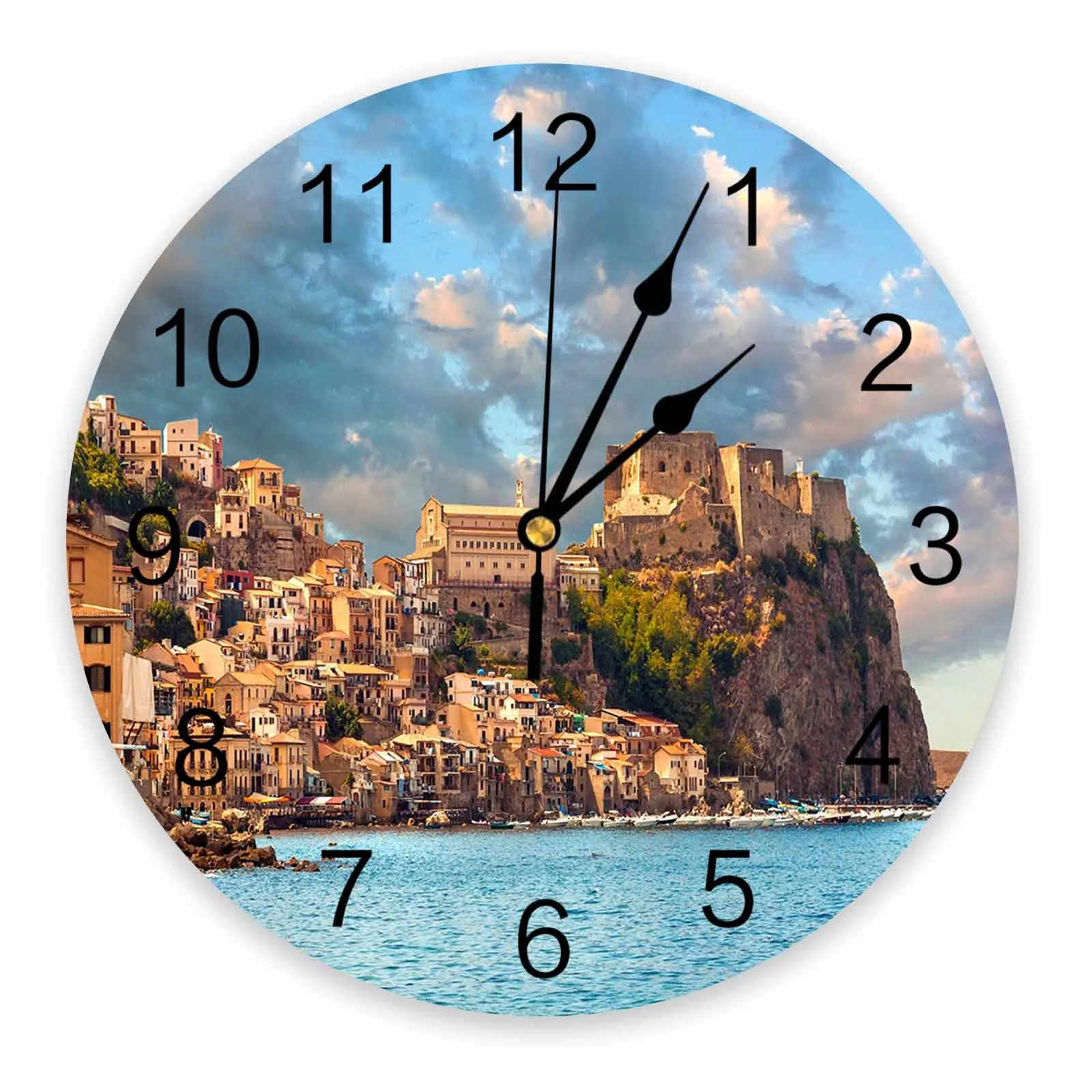 Venice Building Water Boat Sunset Round Wall Clock Hanging Silent Time ...