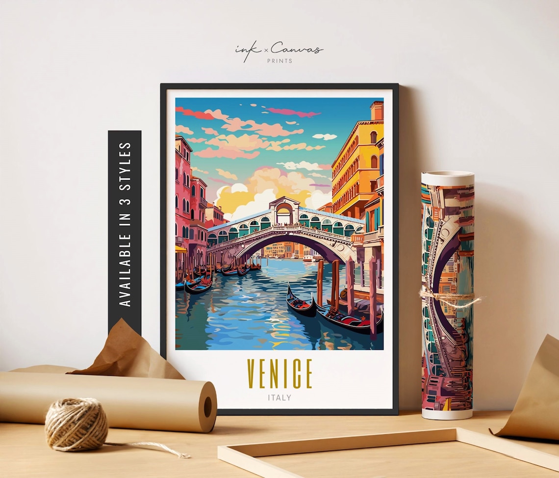 Venice Canal Poster Venice Italy Travel Poster Venice Gondola Venice ...