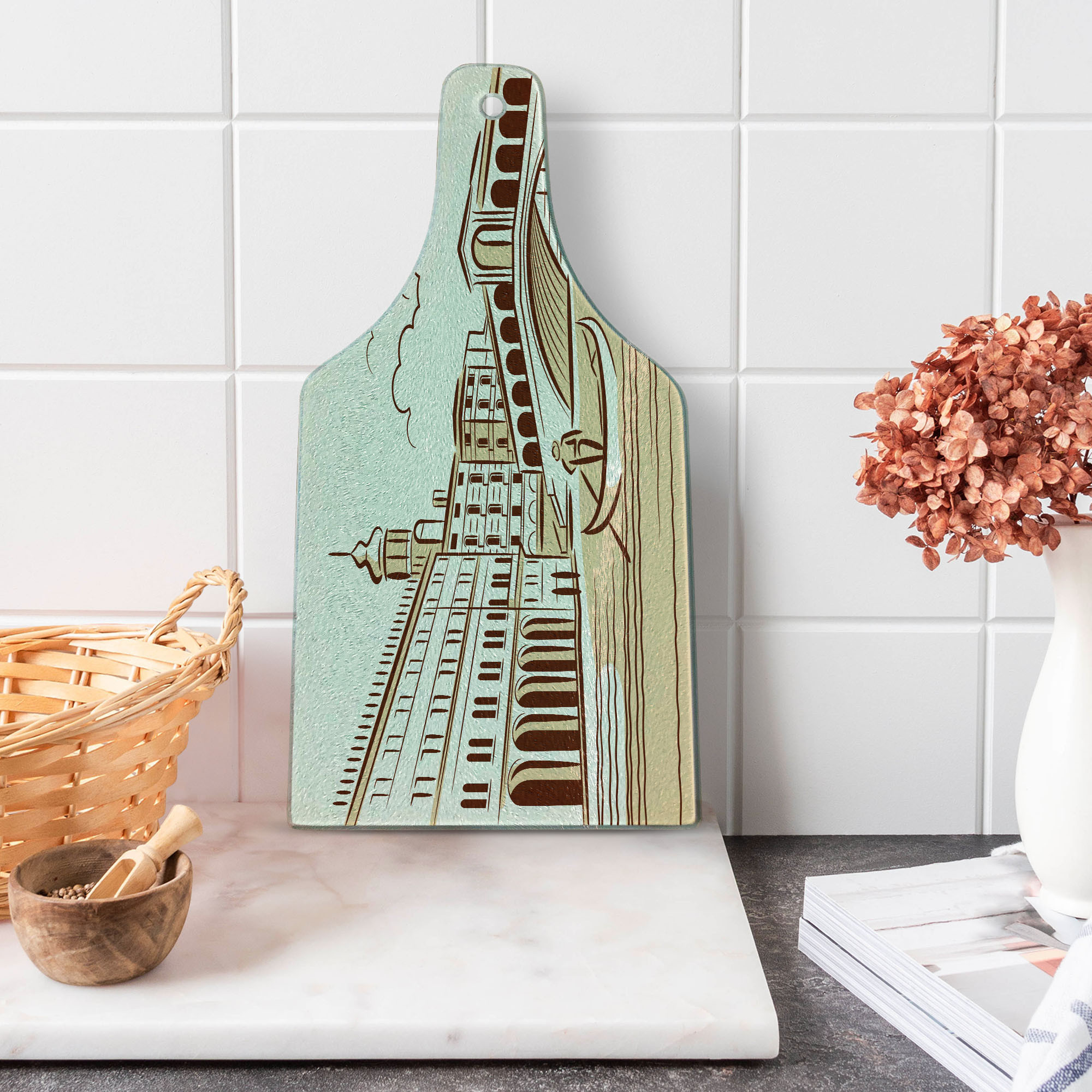 Venice Cutting Board, Stencil Art Display of Tranquil Venetian ...