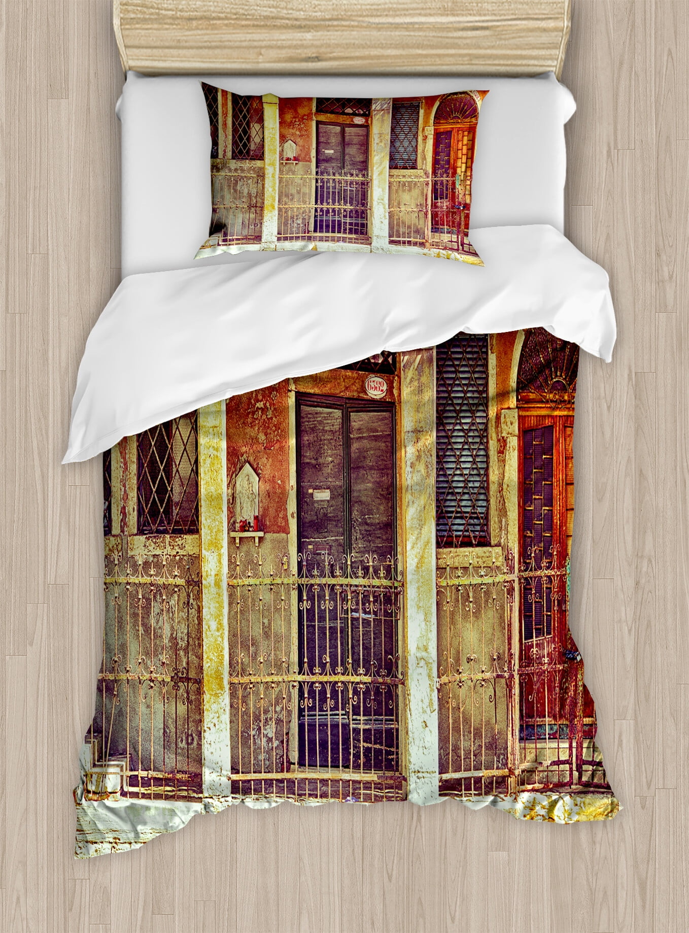Venice Duvet Cover Set, Desolated Aged Timeworn Italian Building and ...