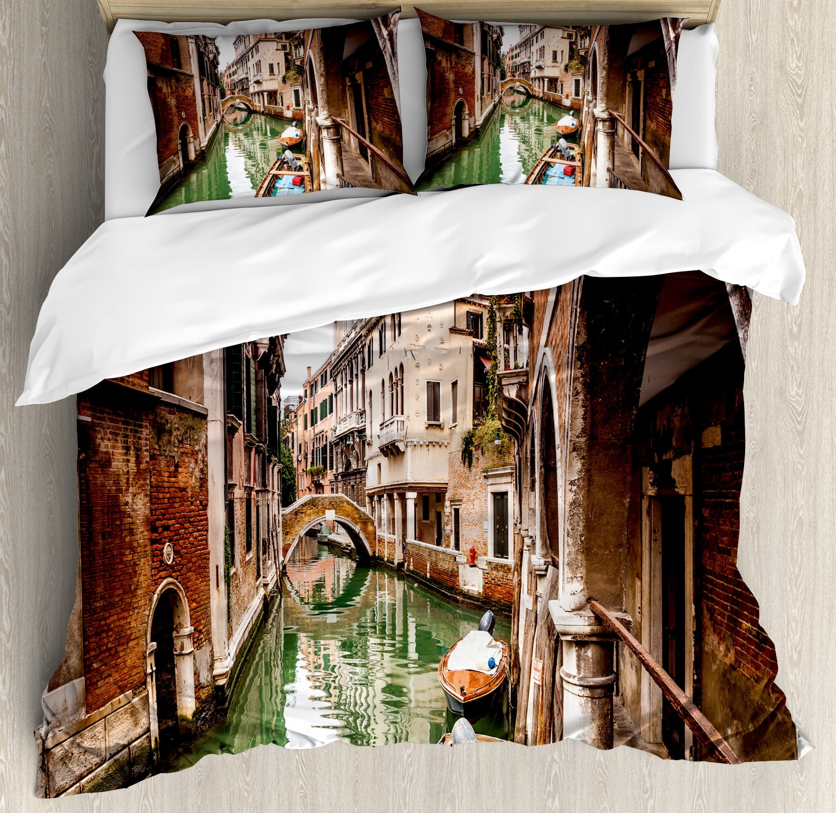 Venice Duvet Cover Set, Famous Water Canals in Italy Boats Bridge ...