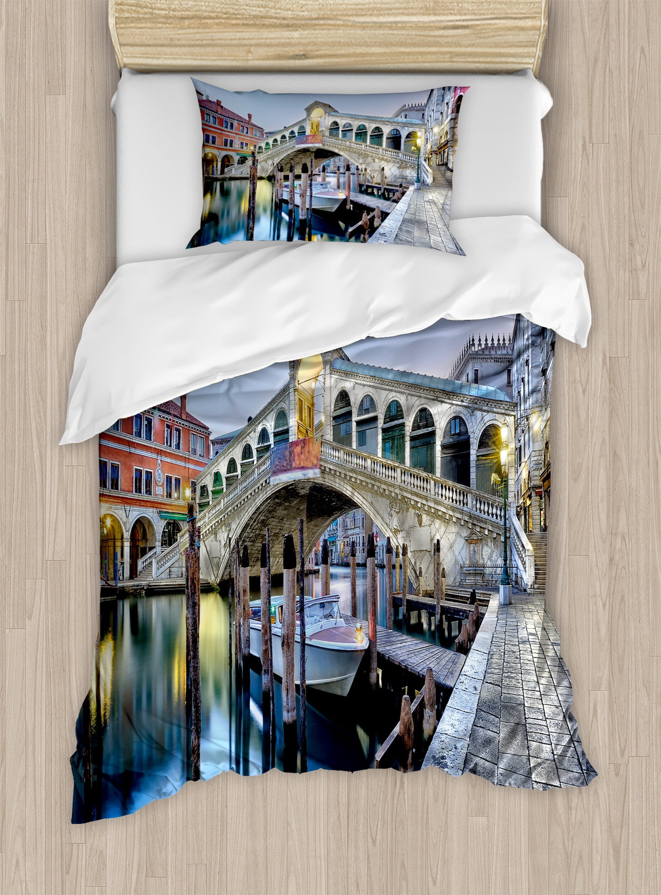 Venice Duvet Cover Set, Morning Twilight Grand Canal Rialto Bridge ...