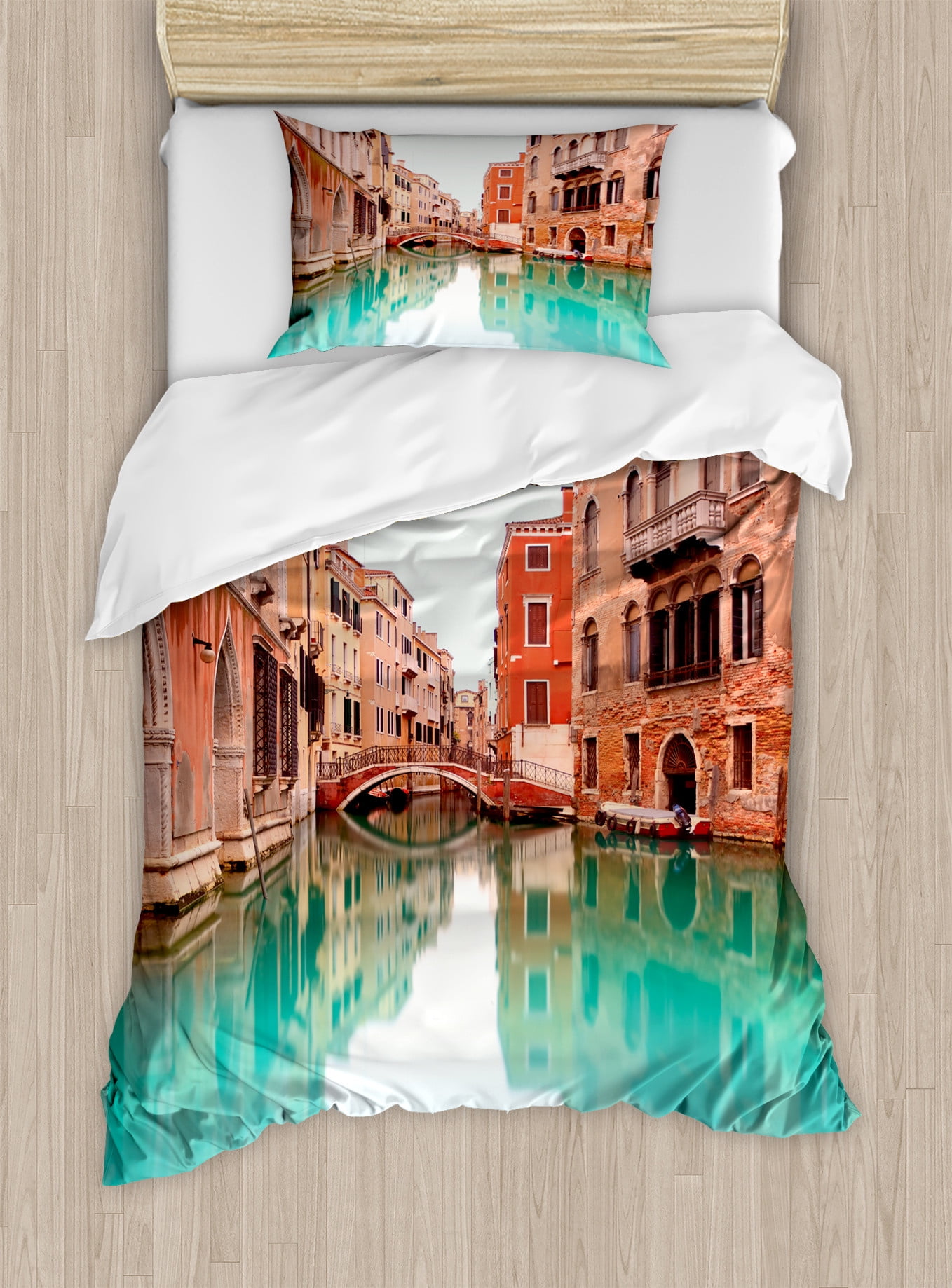 Venice Duvet Cover Set, Water Canal and Bridge Typical Venetian ...
