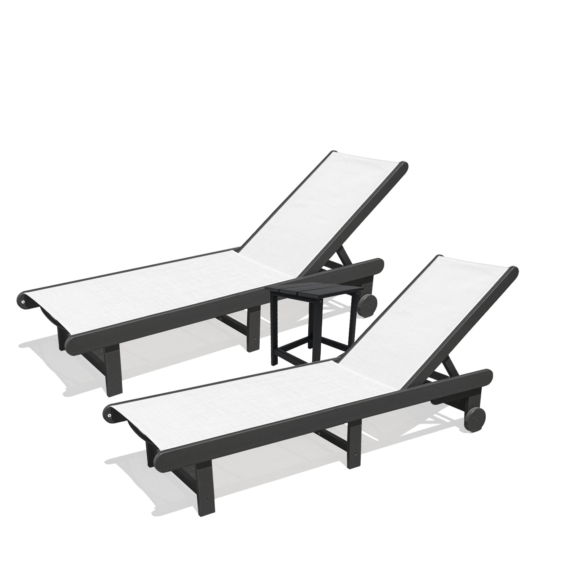 Venice HDPE Chaise Lounge Conversation Set, Black (3-Piece) - Walmart.com