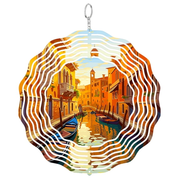 Venice Italy Gondola View 3D Wind Spinner Stainless Steel Kinetic Yard ...