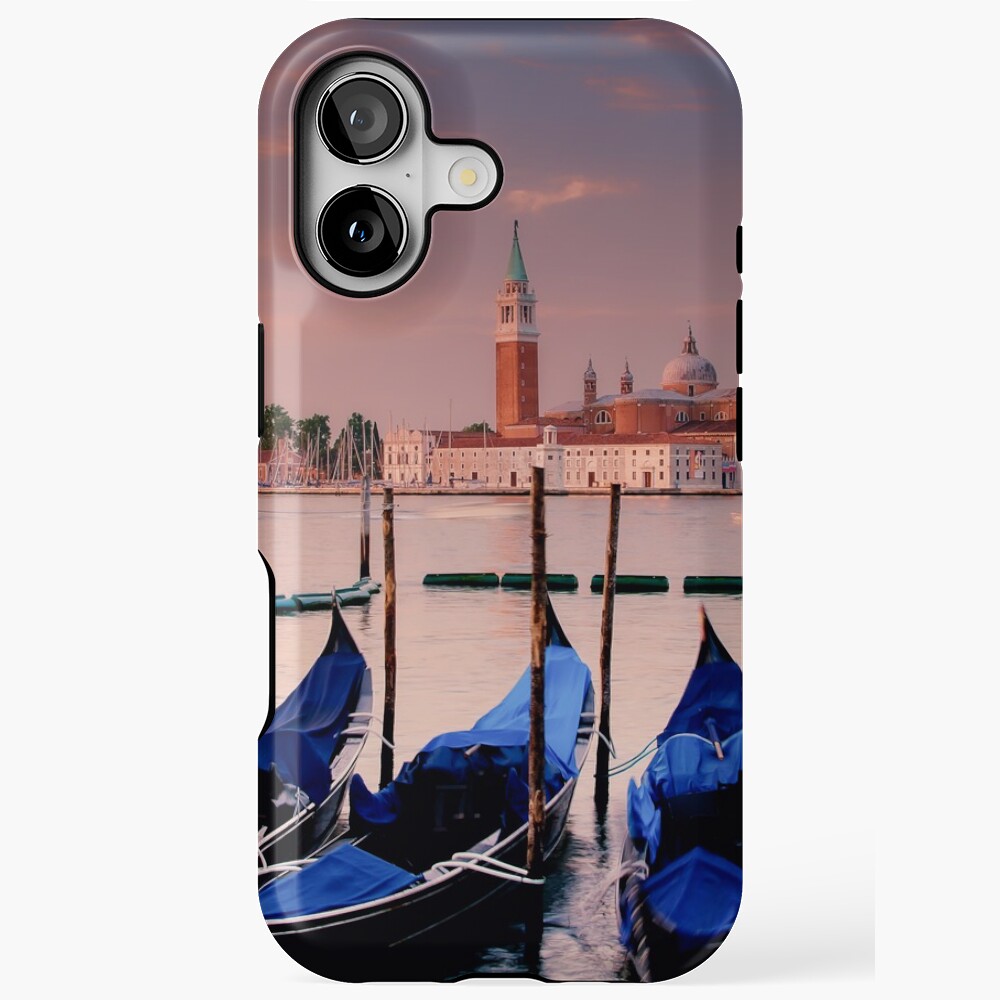 Venice Italy Gondolas Scenic Travel Illustration iPhone 17 16 15 14 13 ...