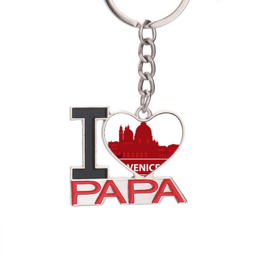 Venice Italy Red Landmark Pattern Keychain Metal Keyring Holder Love ...
