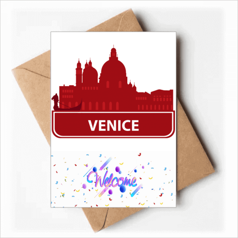 Venice Italy Red Landmark Pattern Welcome Back Greeting Cards Envelopes ...