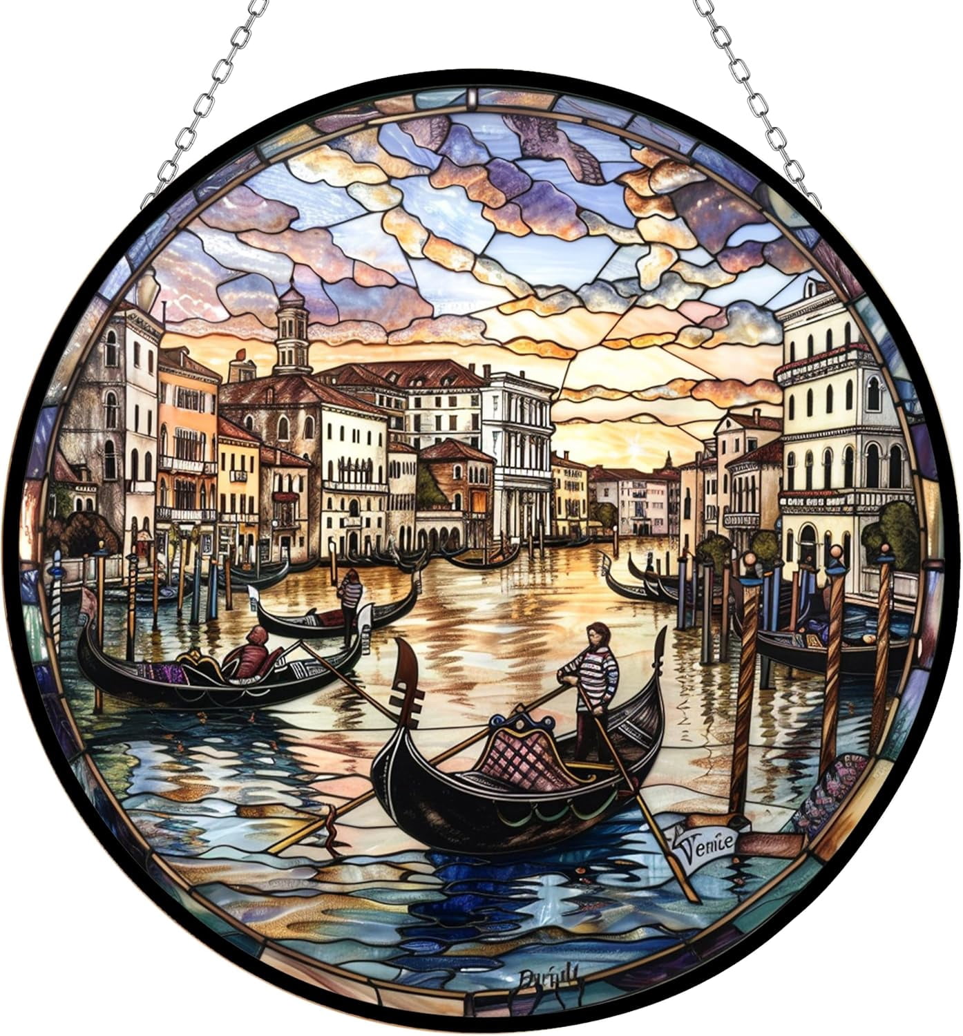 Venice Italy Stained Glass Sun Catcher, Wall Hanging Colored Decor Room ...