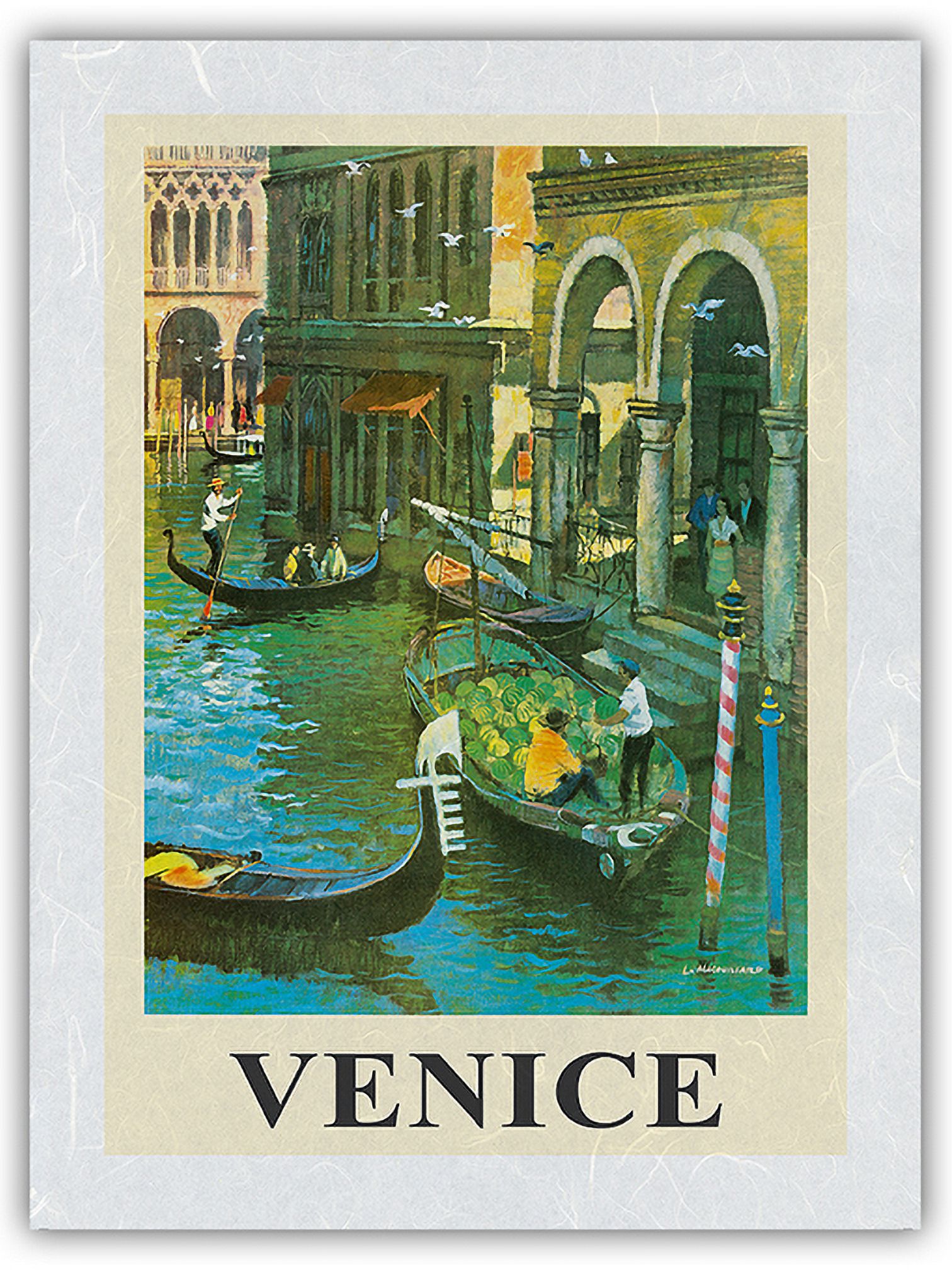 Venice Italy - Venetian Canals - Gondolas - Vintage Travel Poster by ...