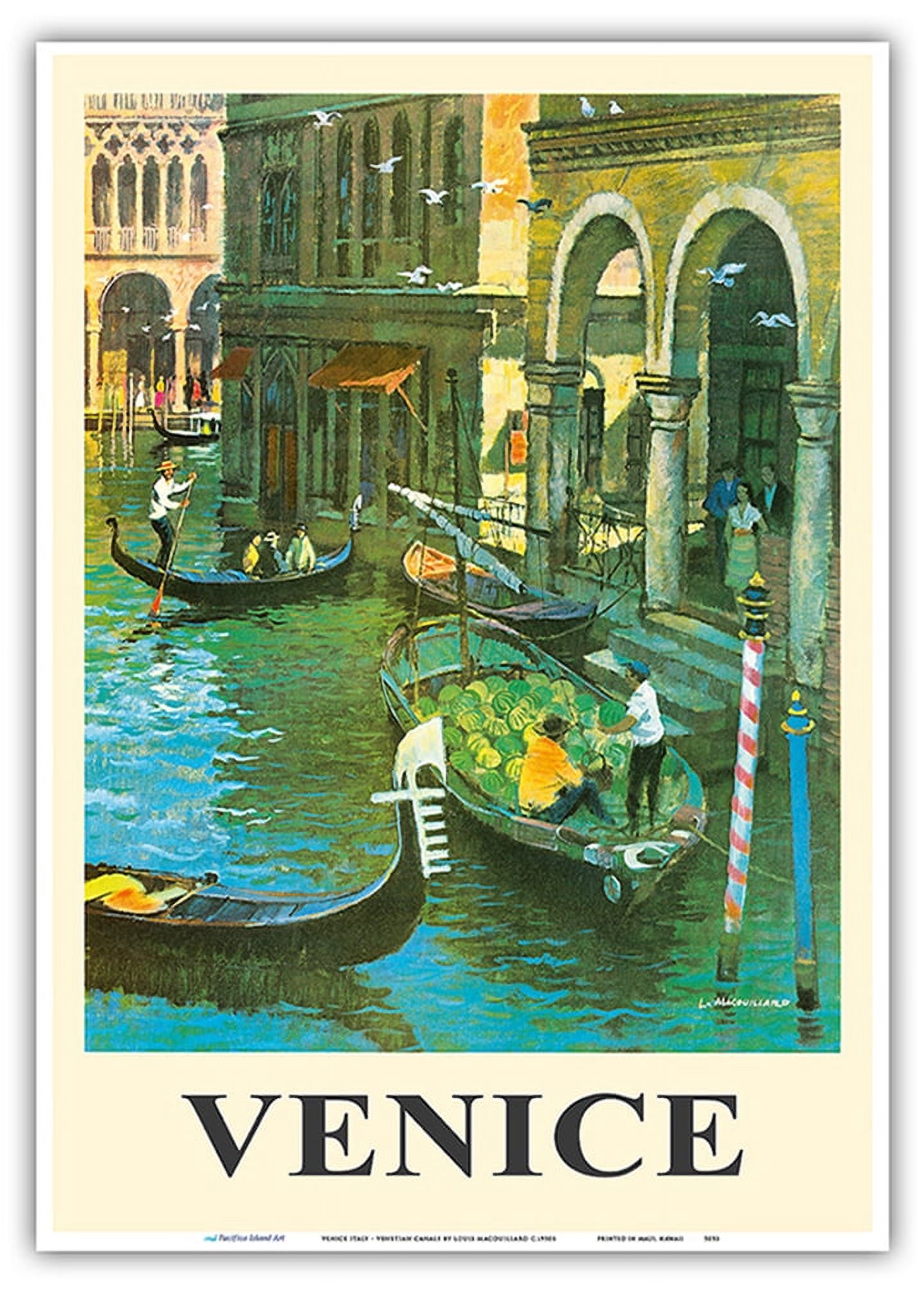 Venice Italy - Venetian Canals - Gondolas - Vintage Travel Poster by ...