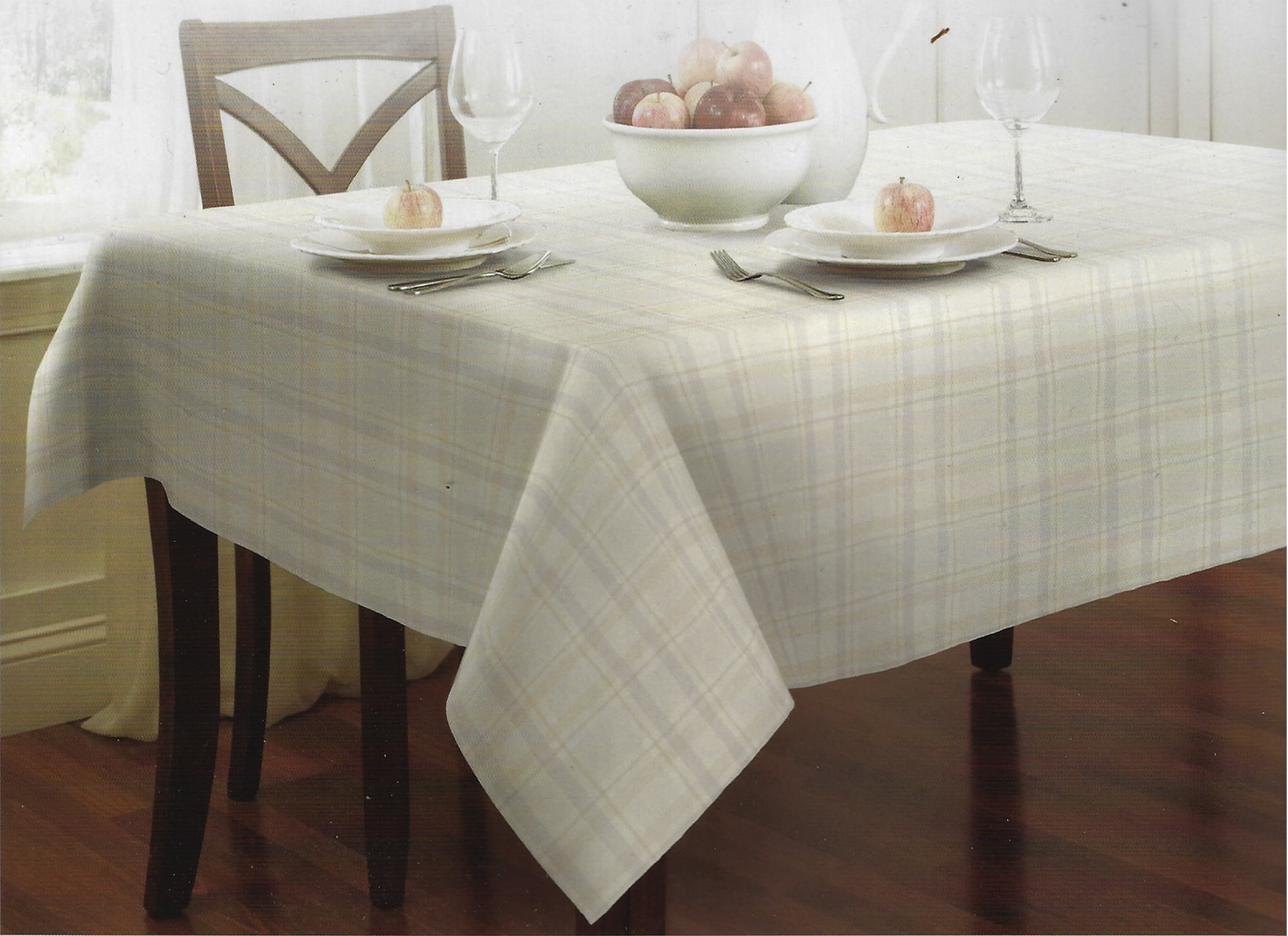 Venice Plaid Laminated Tablecloth Multi-Color 52 x 70 Rectangle Town ...