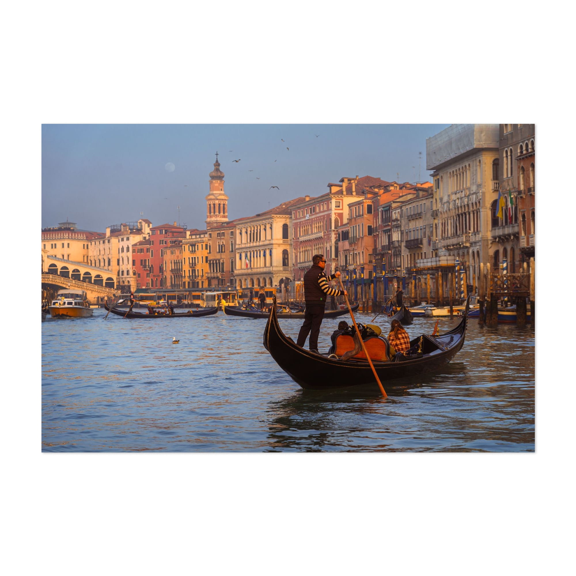 Venice Sunset - Grand Canal - Towards Rialto Bridge - Gondolier ...